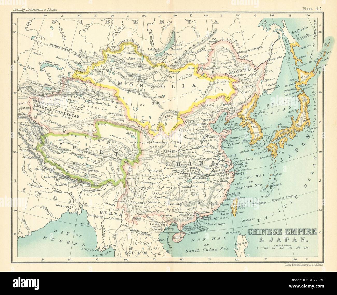 Chinese Empire and Japan. Tibet Chinese Turkistan Mongolia Korea. China ...