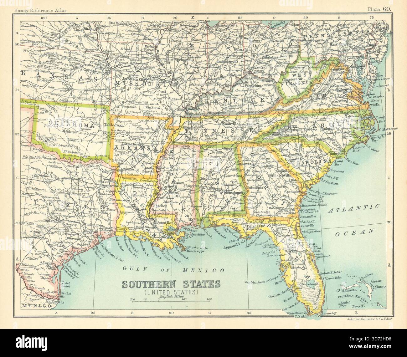Southern States (United States). Deep South. Indian Territory. USA 1909 ...