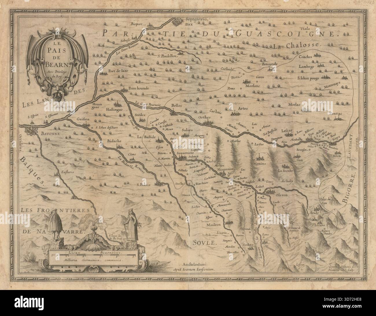 Le Pais de Bearn. Béarn. Pyrénées-Atlantiques. Johannes Janssonius ...