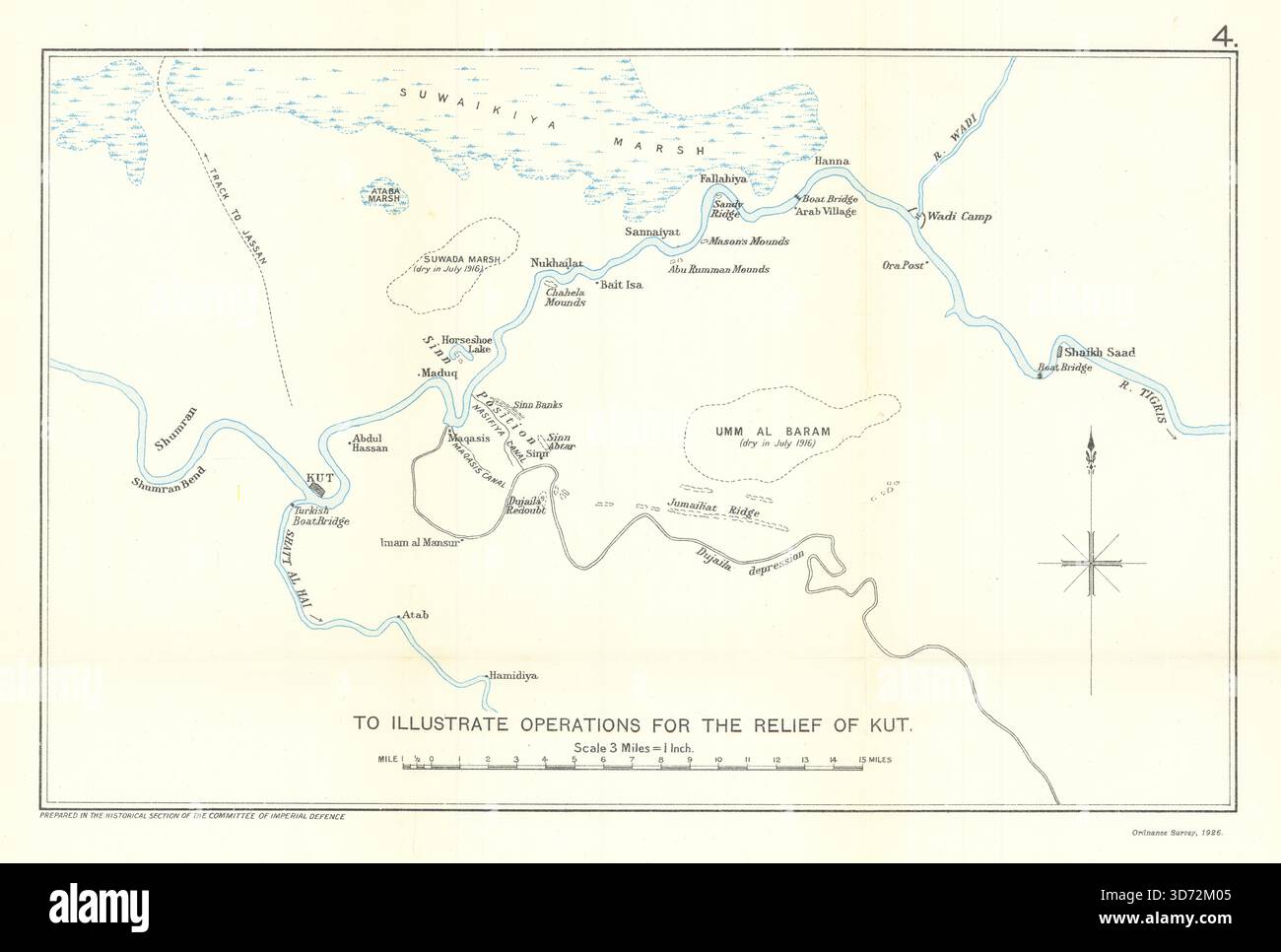 Map of operations for the relief of Kut 1916. Iraq. First World War ...