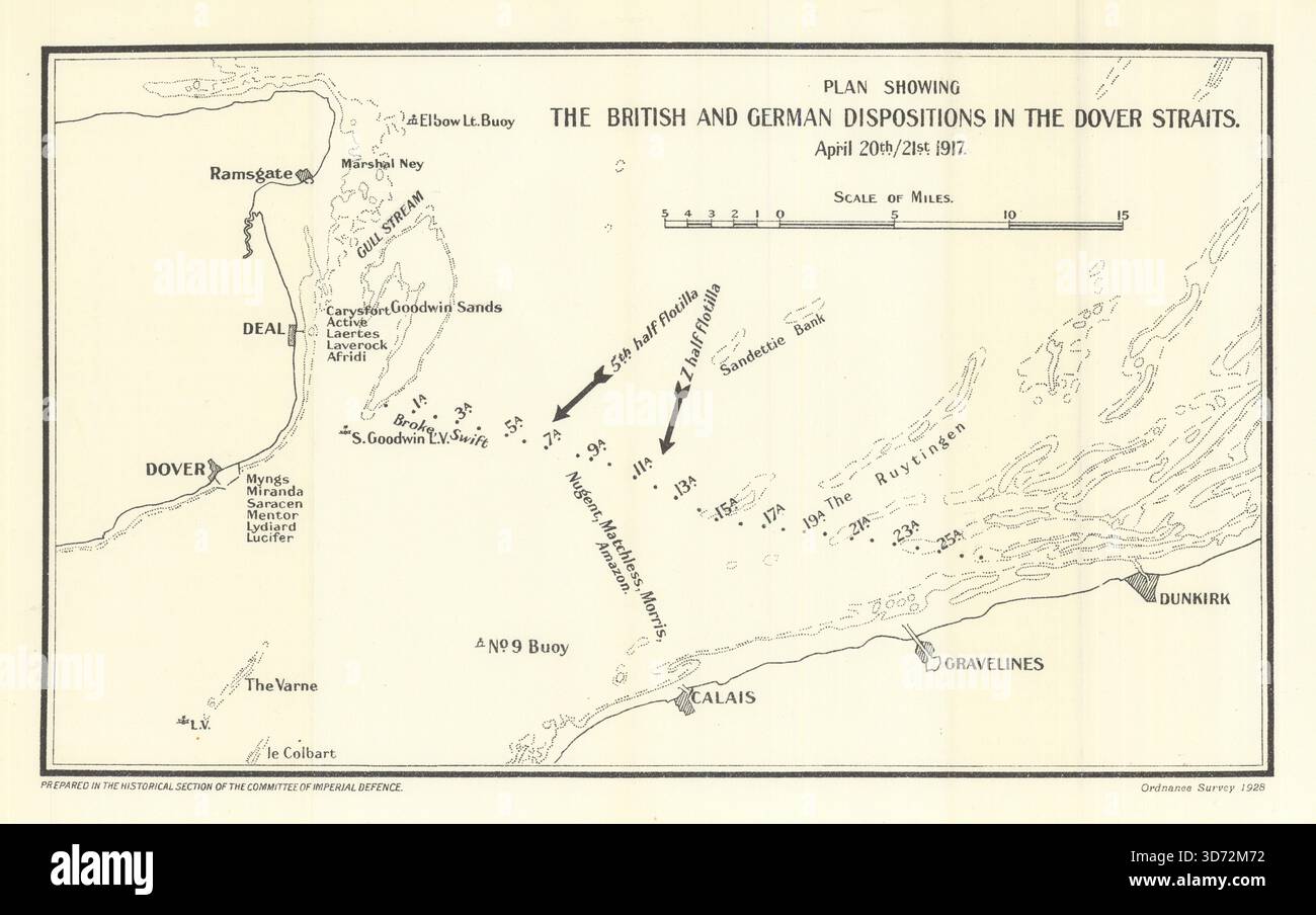 2nd Battle of Dover Straits. Naval dispositions 20-21 April 1917 WW1 ...