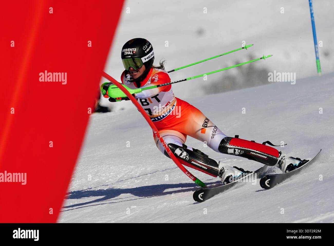 Switzerland's Camille Rast arrives at the finish area to take third ...