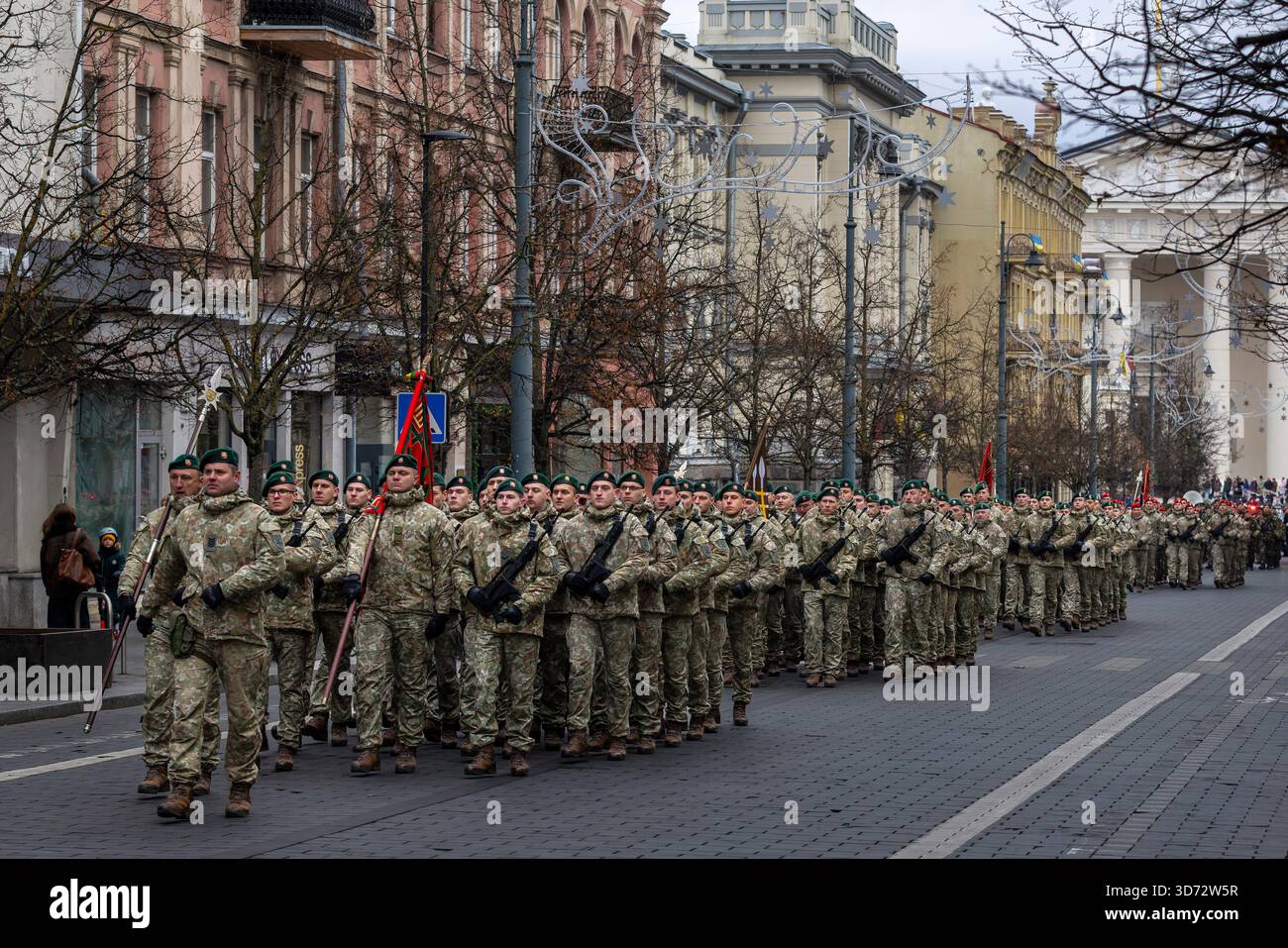 Members of the Lithuanian Army march during a military parade ceremony ...
