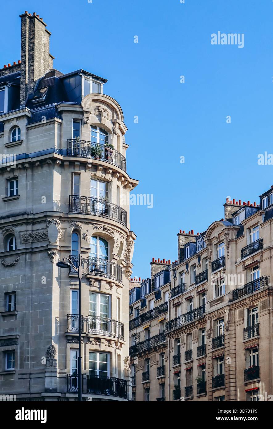 Paris, France - 15 July 2021: Facades of Parisian Haussmannian ...