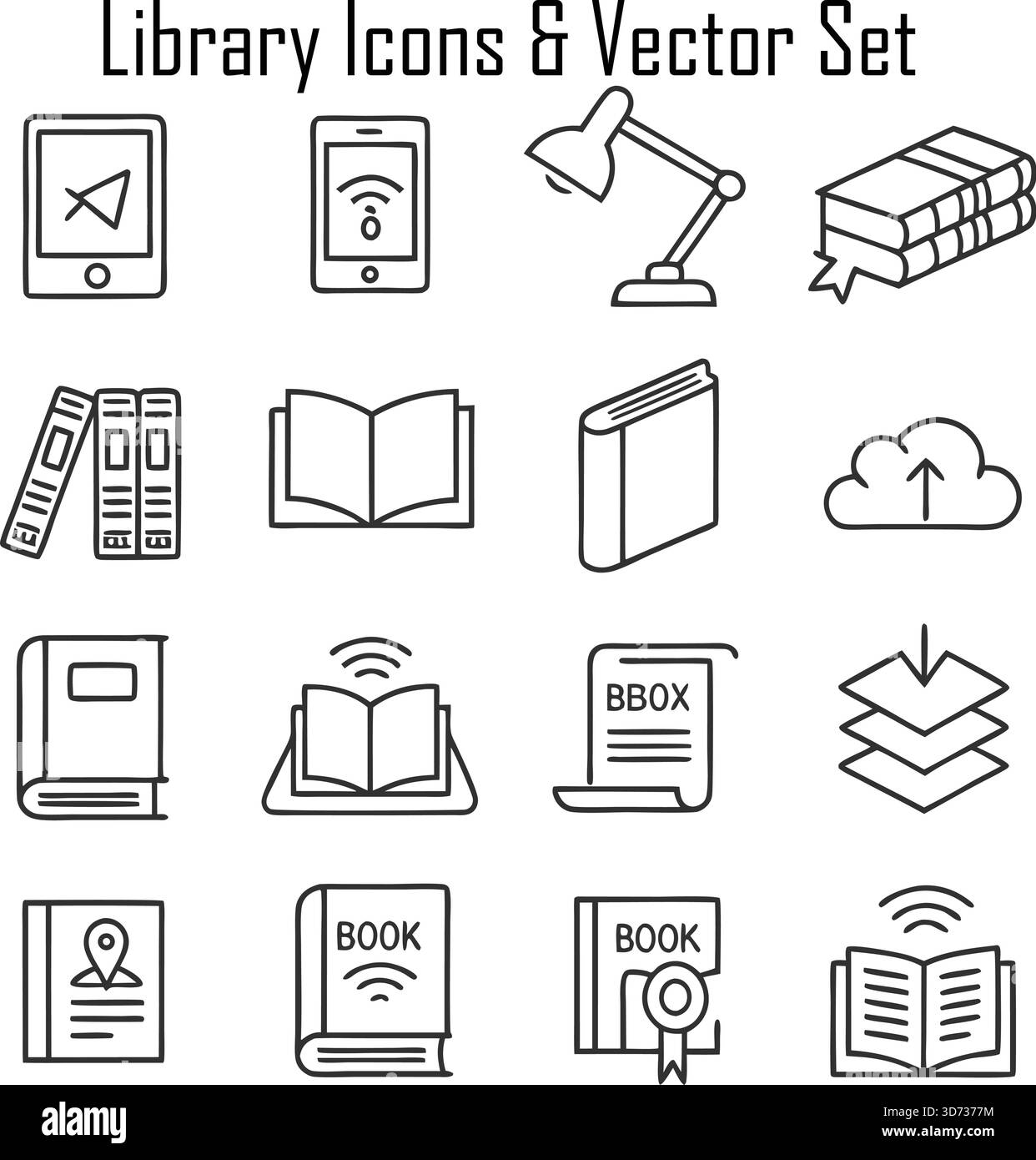 Set vector education flat Black and White Stock Photos & Images - Alamy