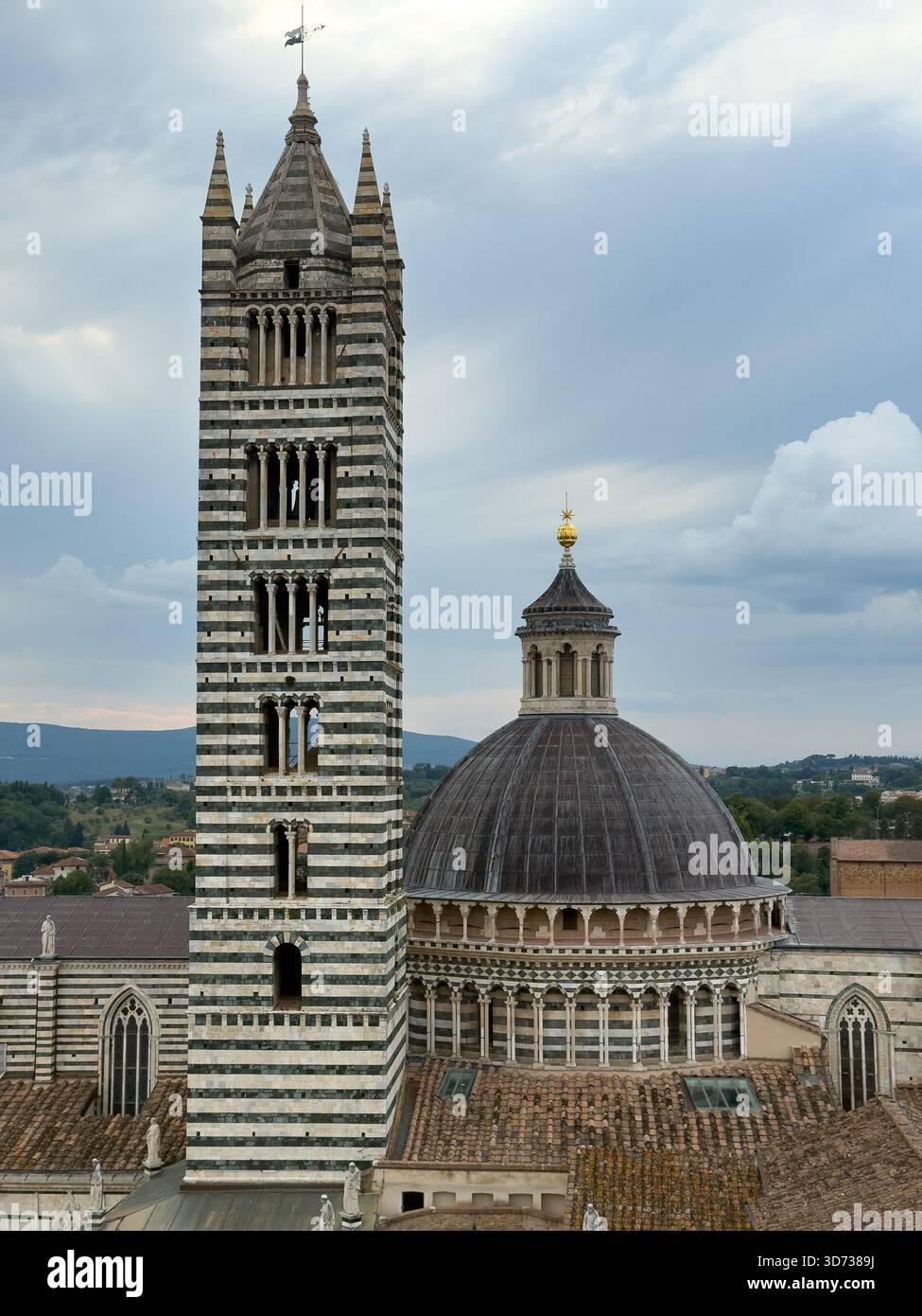Siena Cathedral's striped marble bell tower, a Gothic architectural ...