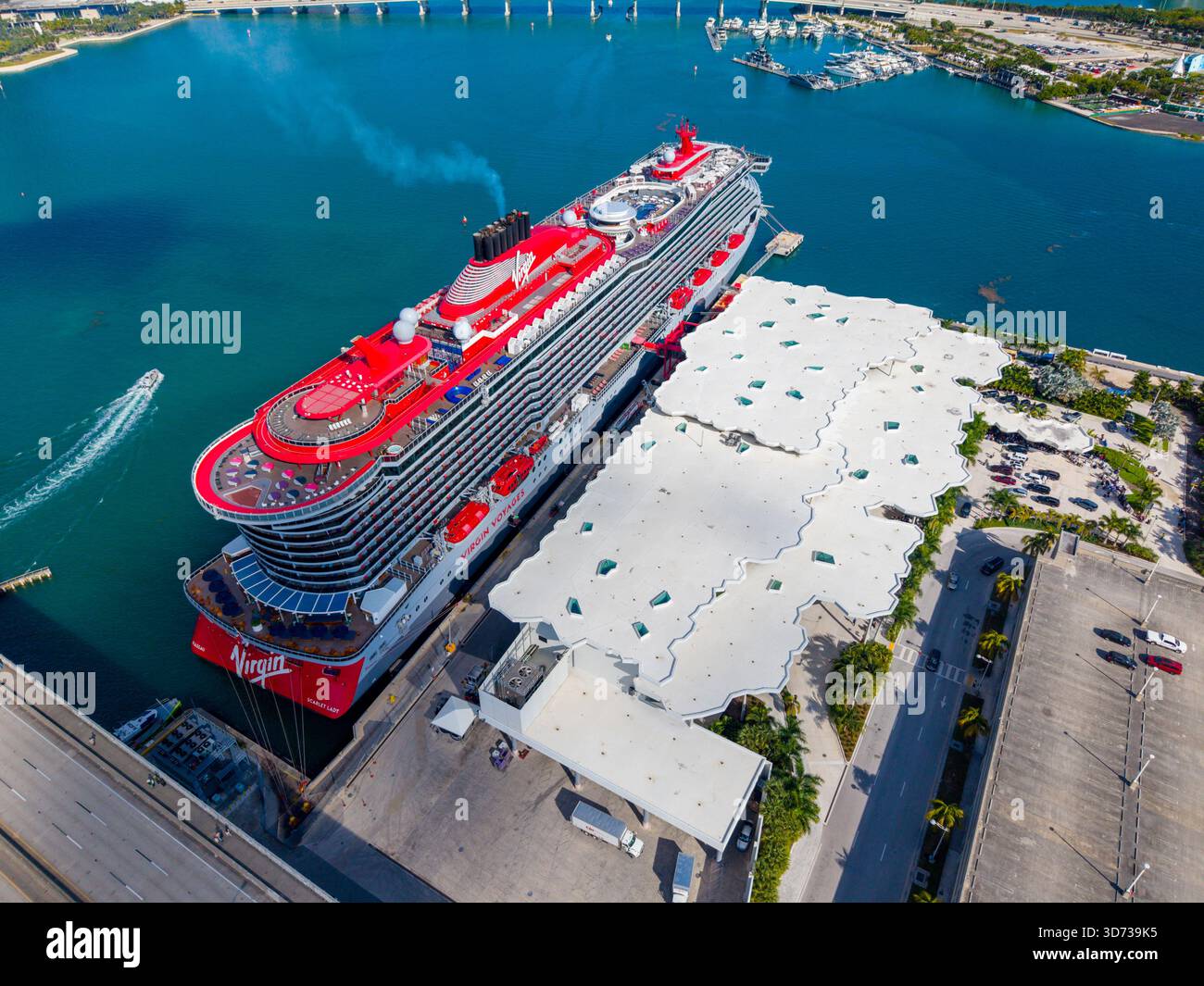 Miami, FL, USA - November 21, 2025: Virgin Scarlet Lady at Port Miami ...