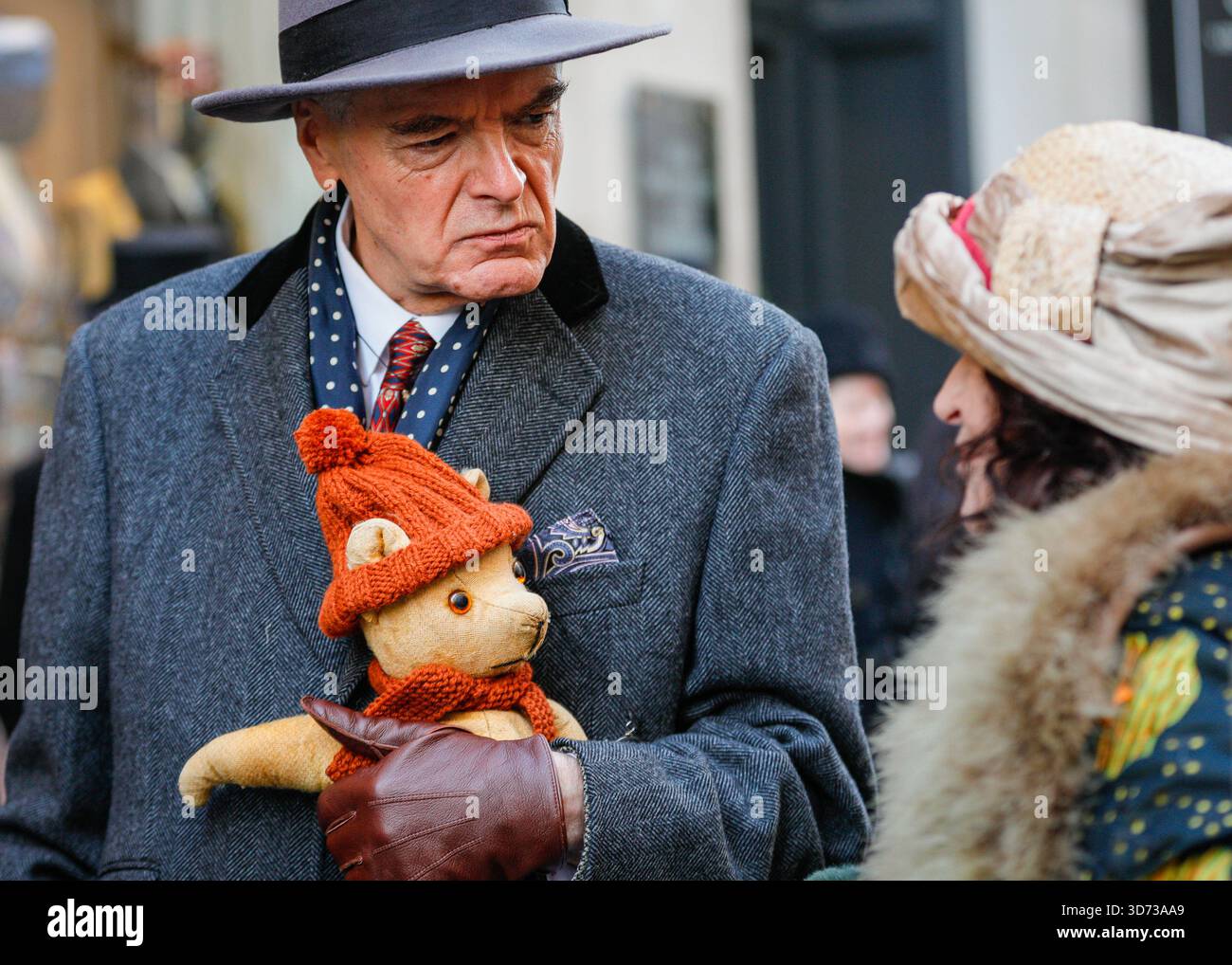 London, UK. 23rd Nov, 2025. A 'chap' has brought along his teddy in ...