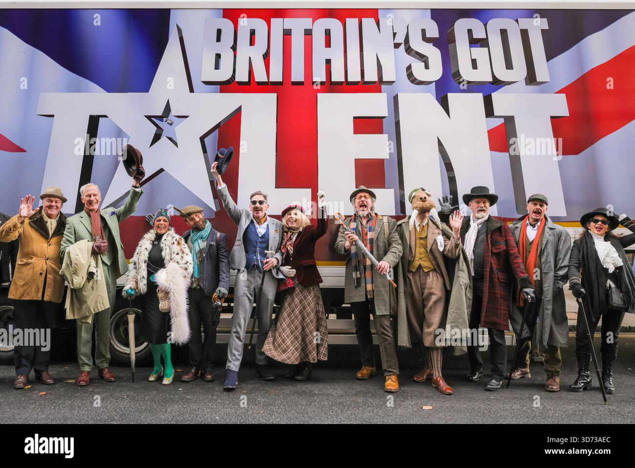 London, UK. 23rd Nov, 2025. The flaneurs spot a nearby 'Britain's Got ...