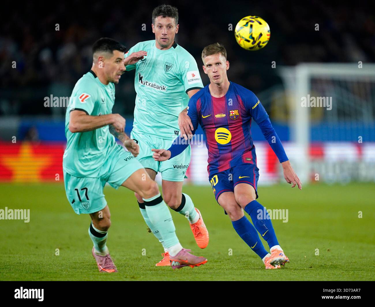 Mikel Vesga of Athletic Club de Bilbao and Dani Olmo of FC Barcelona ...