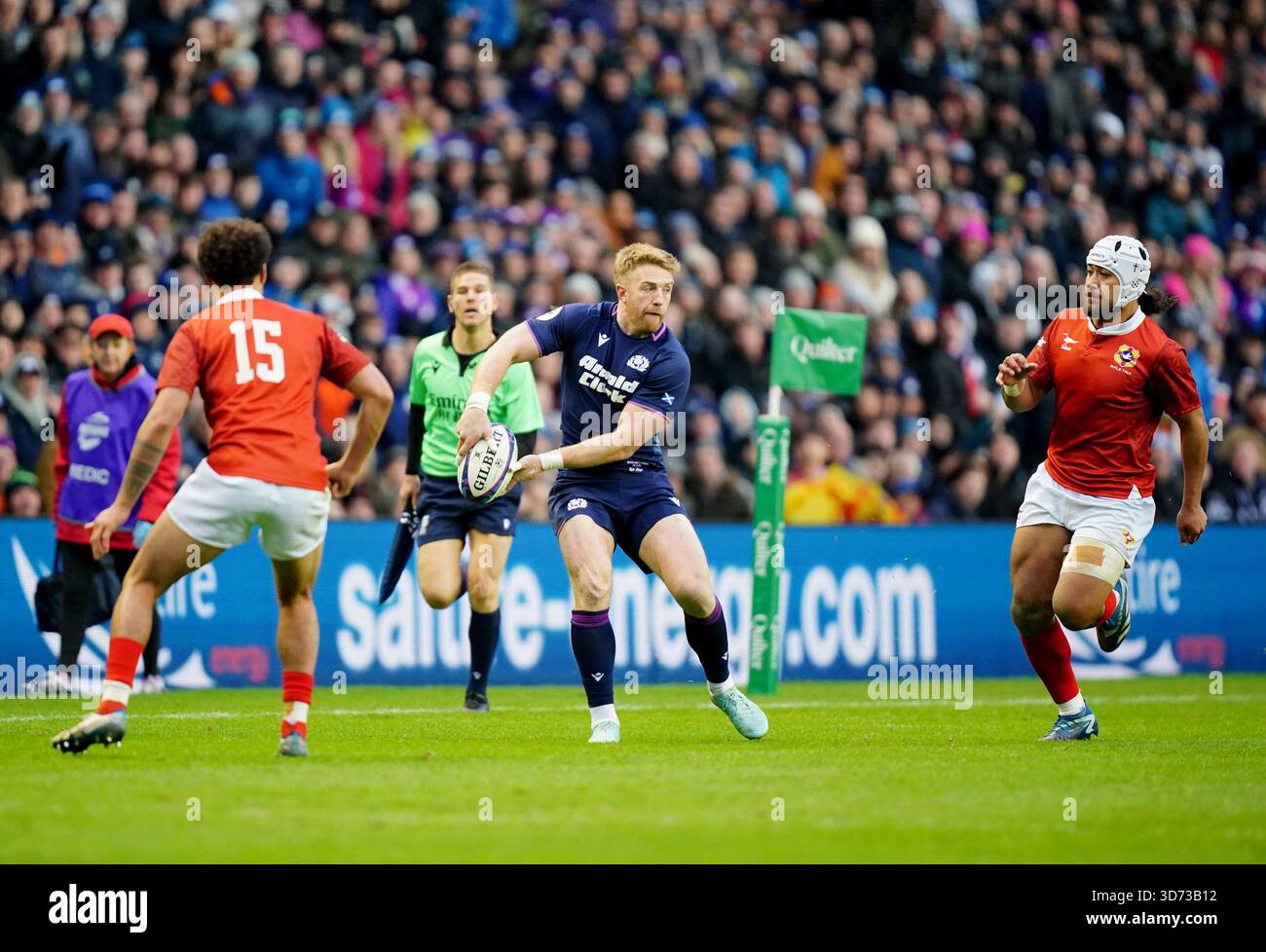 Scotland's Kyle Steyn (centre) runs with the ball during the Quilter ...