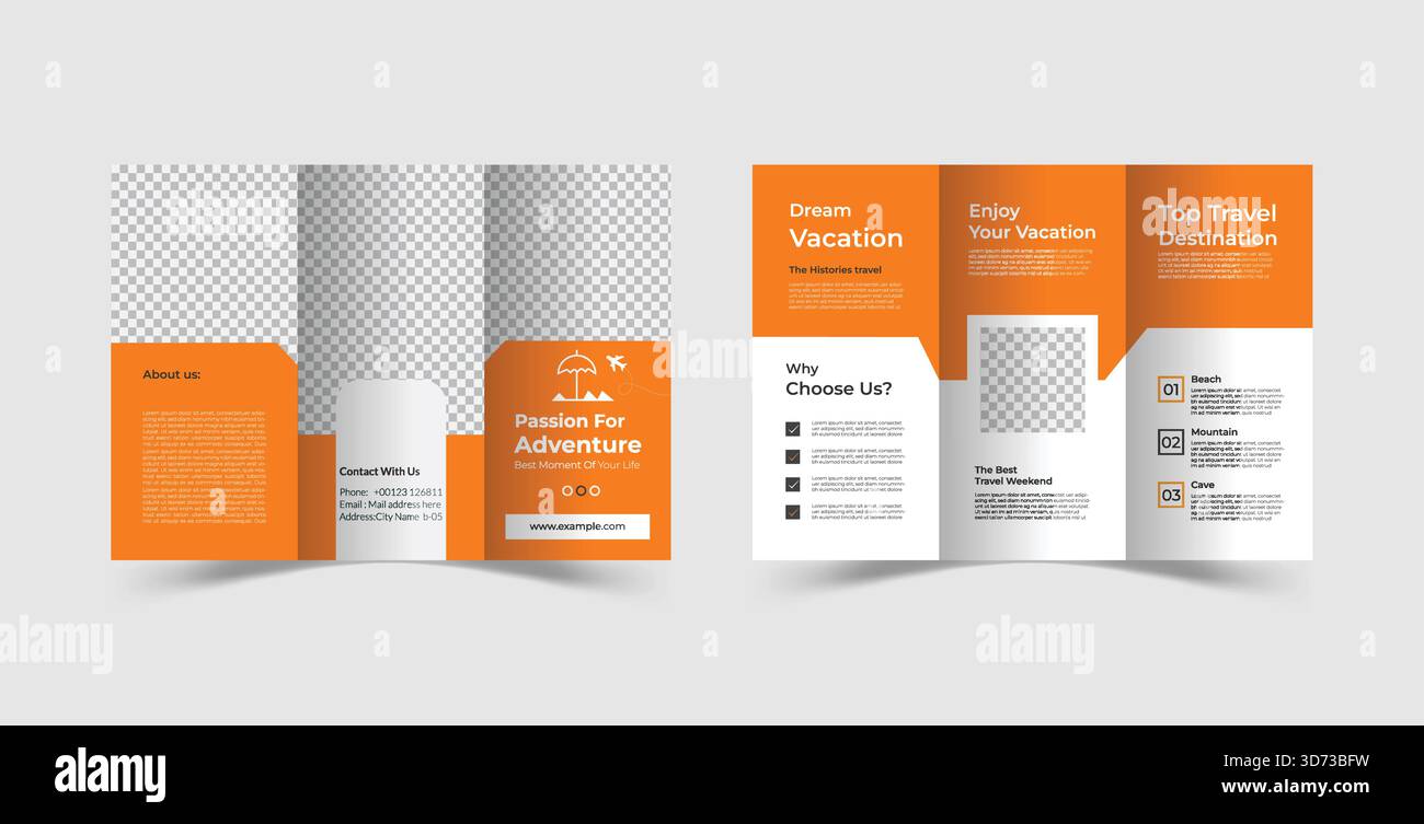 Modern trifold travel brochure template Stock Vector Image & Art - Alamy