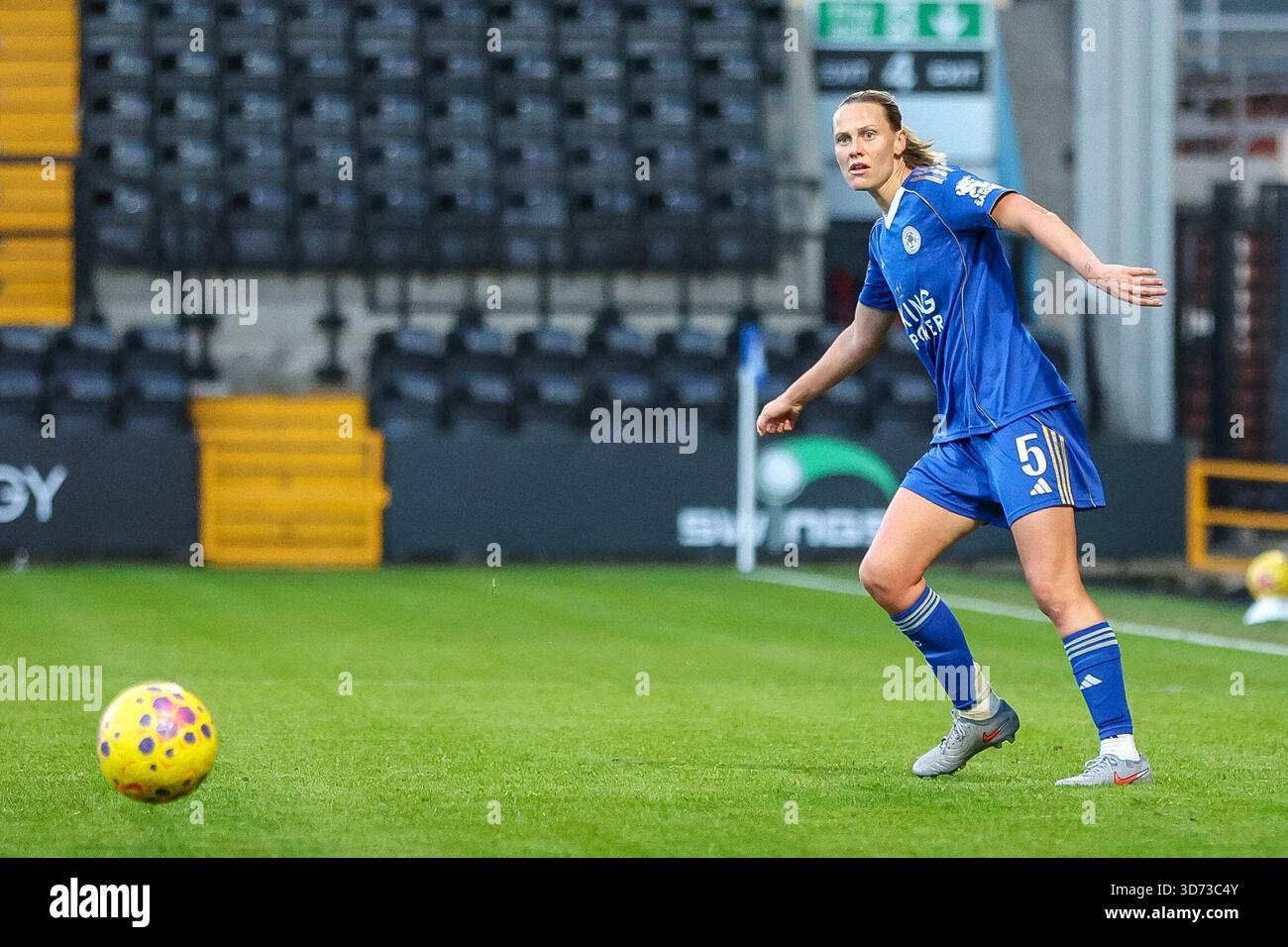 5, Emily van Egmond of Leicester City passes the ball during the Subway ...