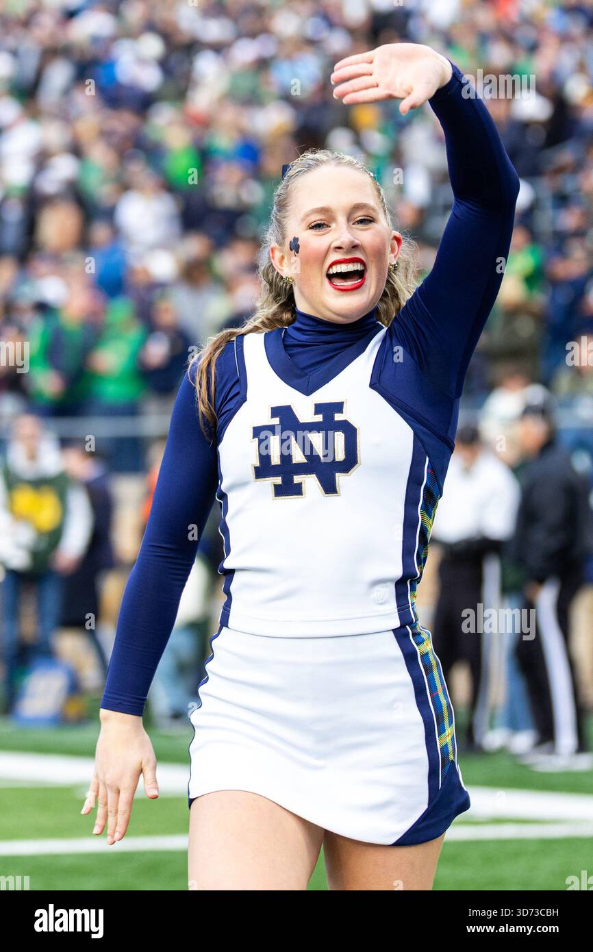 November 22, 2025: Notre Dame cheerleader performs during NCAA football ...