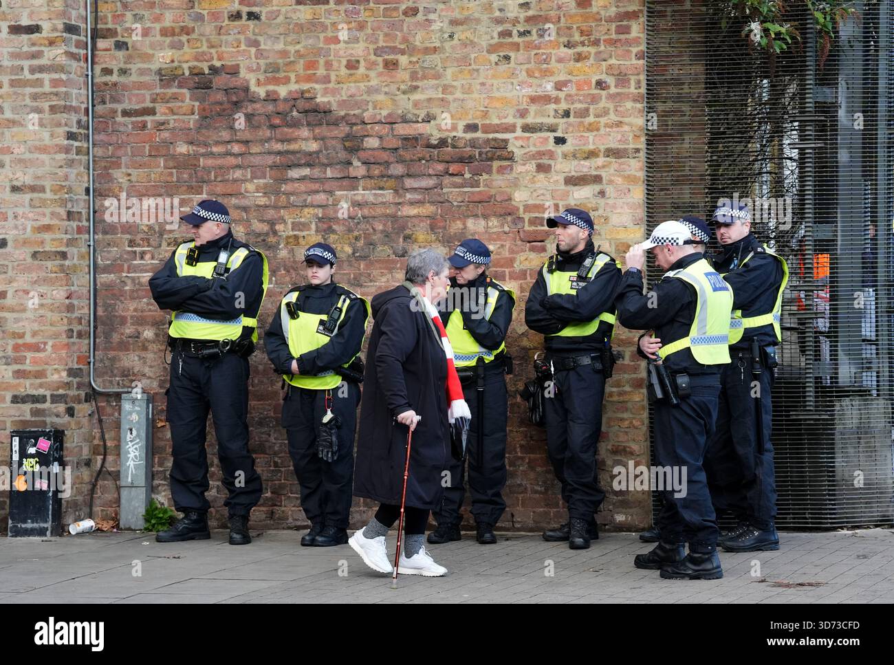 Police officers ahead of the Premier League match at the Emirates ...