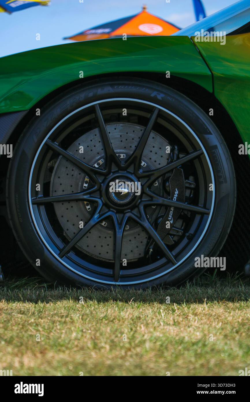 The wheel of a 1 of 1 McLaren Senna with a Ayton Senna livery Stock ...