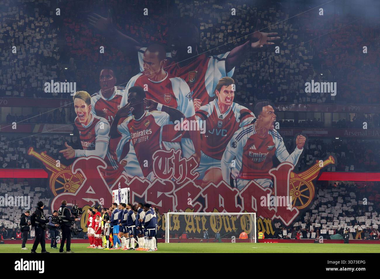 London, UK. 23rd Nov, 2025. A tifo showing past and present Arsenal ...