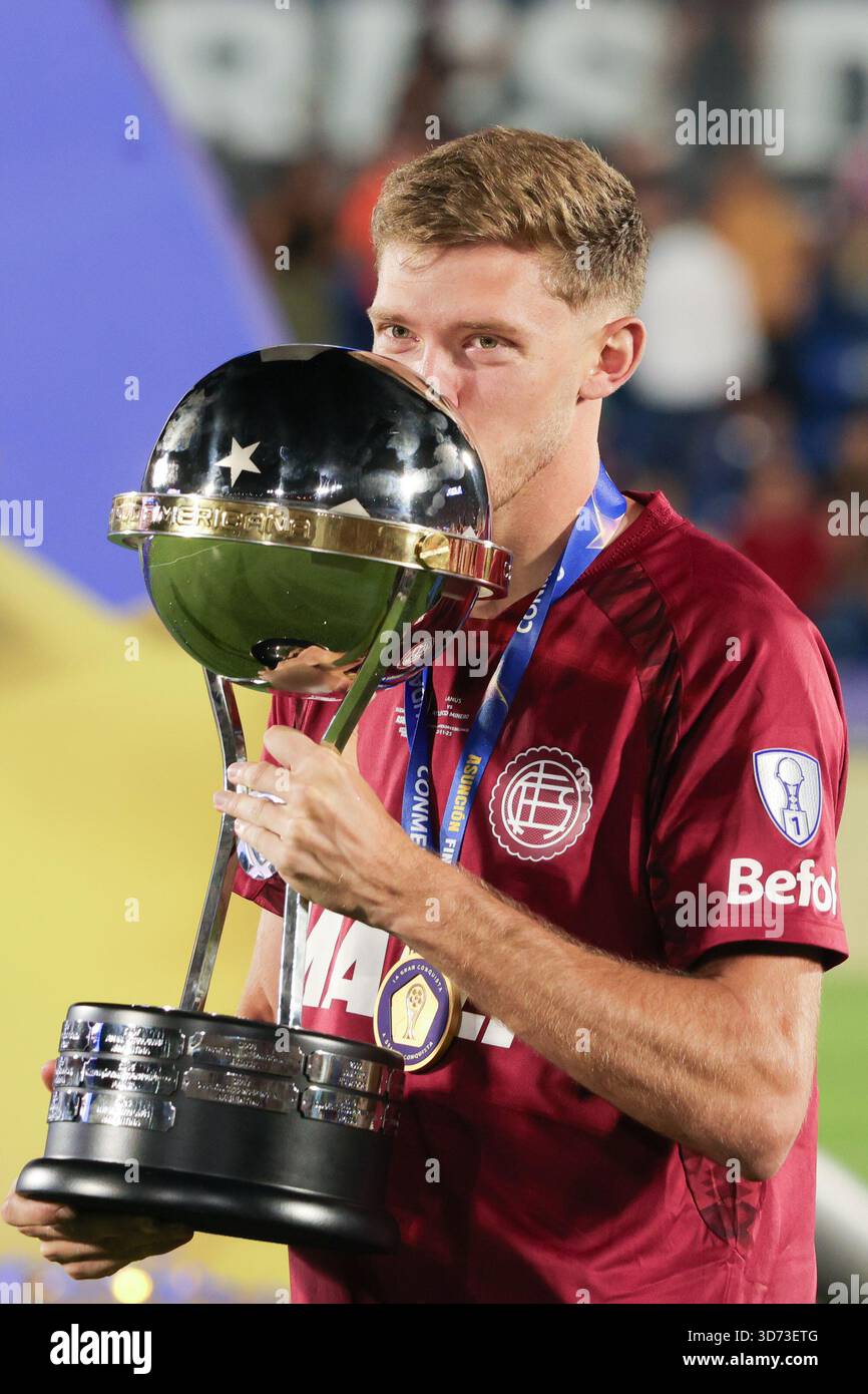 Paraguay.Asuncion 22th Nov 2025: Rodrigo Castillo of Lanus celebrating ...