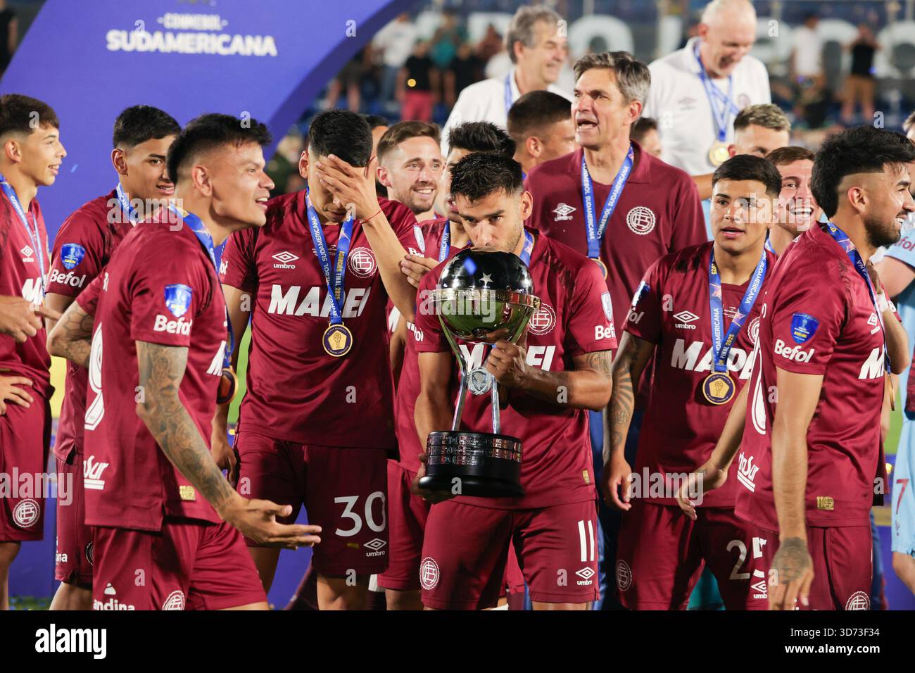 Paraguay.Asuncion 22th Nov 2025: Players of Lanus celebrating the ...