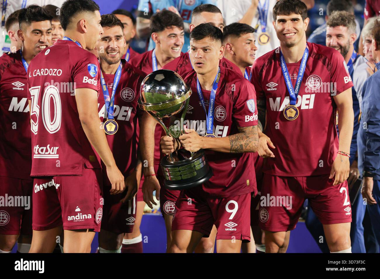 Paraguay.Asuncion 22th Nov 2025: Players of Lanus celebrating the ...