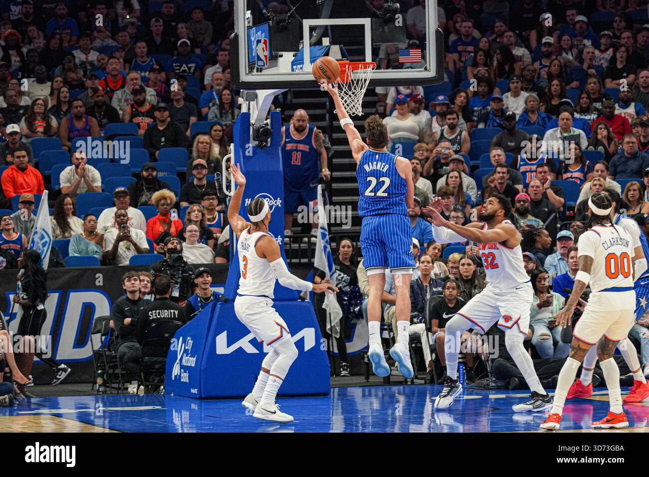Orlando, Florida, USA, November 22, 2025, Orlando Magic forward Franz Wagner #22 makes a layup ...