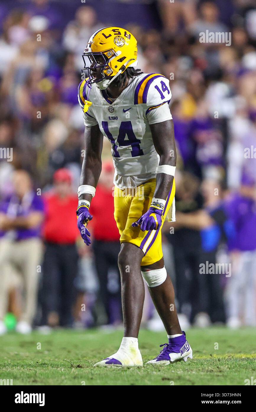 November 22, 2025: LSU's Trey'Dez Green (14) gets ready to run a route during NCAA football game ...
