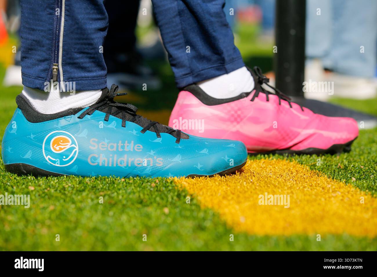 A detail view of the cleats worn by Seattle Seahawks quarterback Jalen ...
