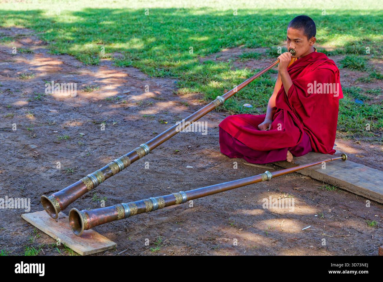 TALO, BHUTAN, October 10, 2025 : In the courtyard of a monastery, a ...