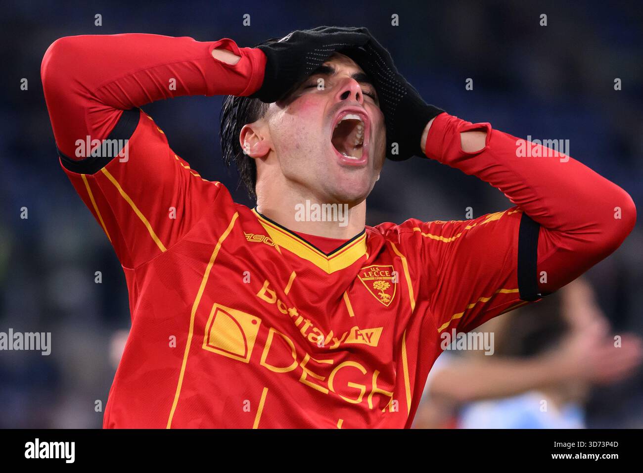 Riccardo Sottil of US Lecce reacts after his goal was disallowed by the ...