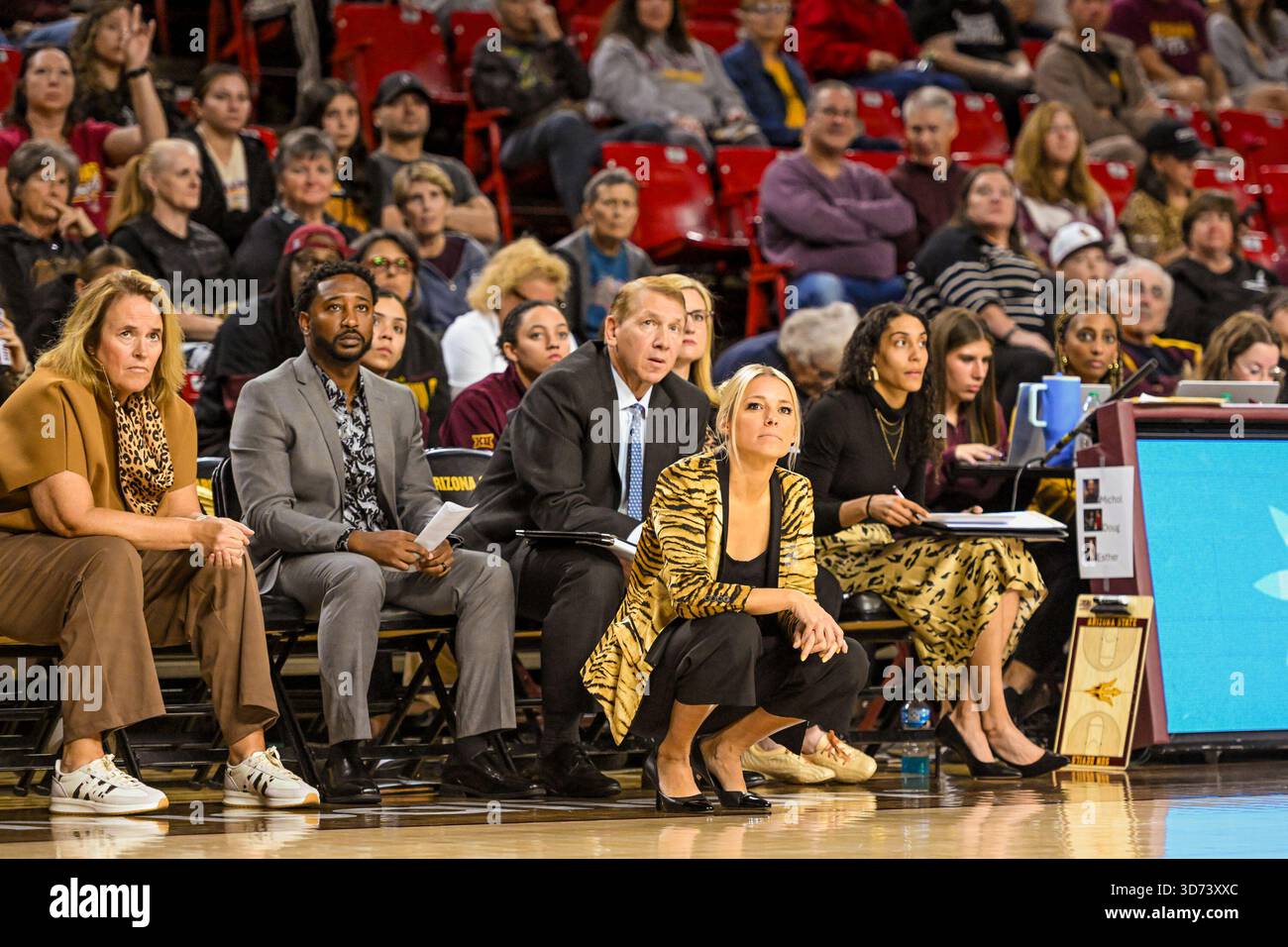Arizona State Sun Devils head coach Molly Miller and the coaching staff ...