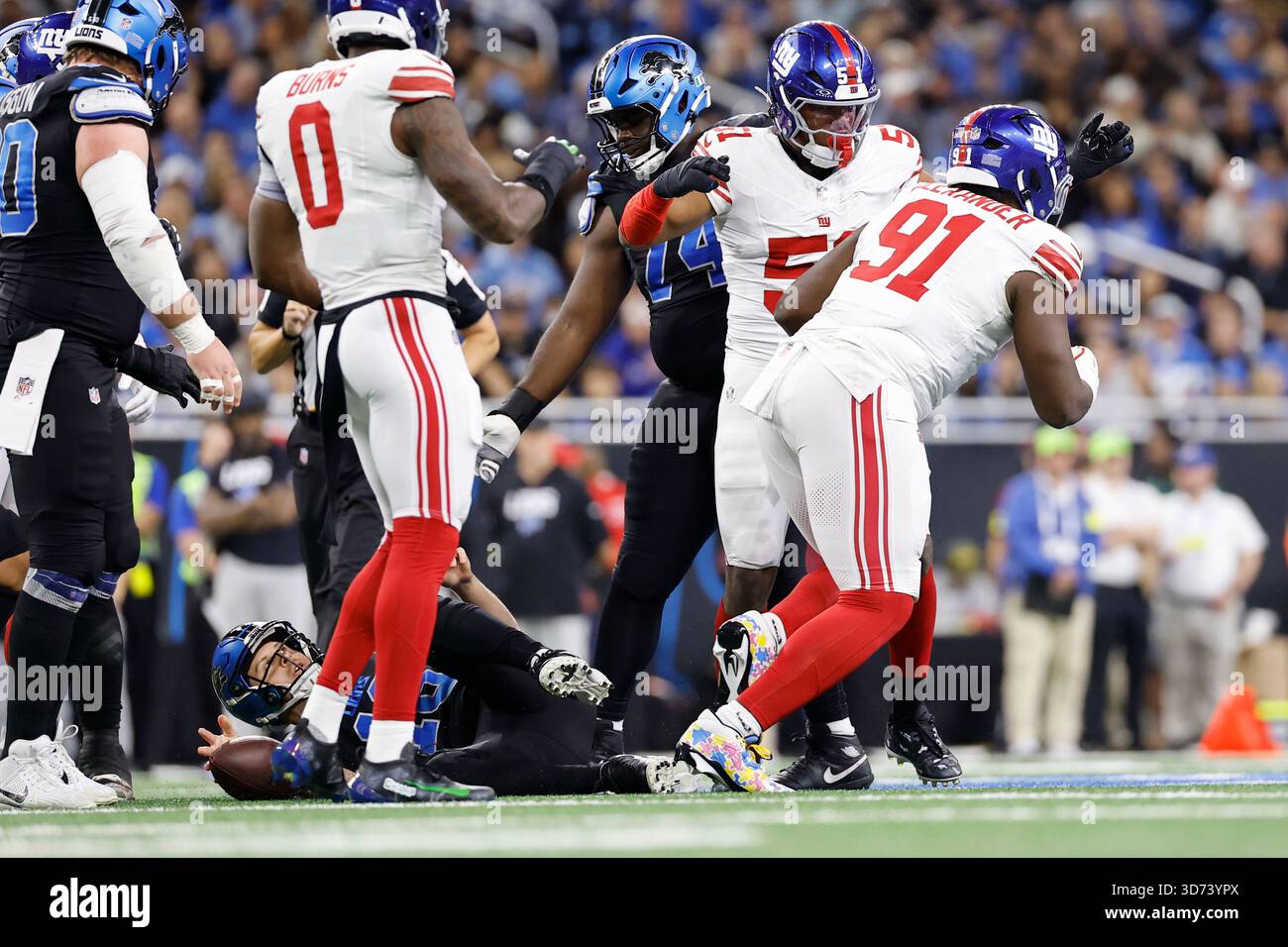 New York Giants defensive tackle Darius Alexander (91) celebrates his ...