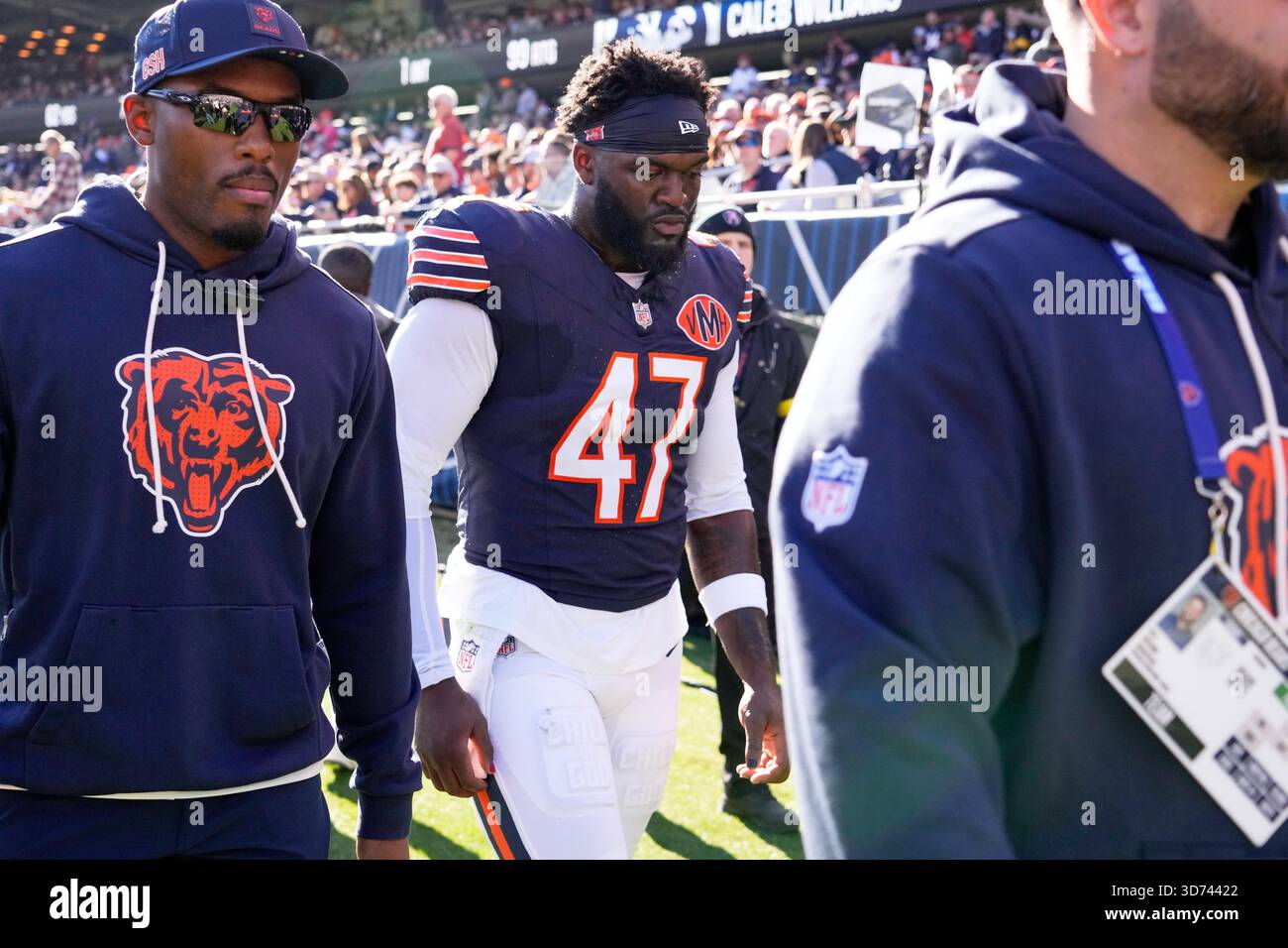 Chicago Bears linebacker Ruben Hyppolite II (47) walks off the field ...