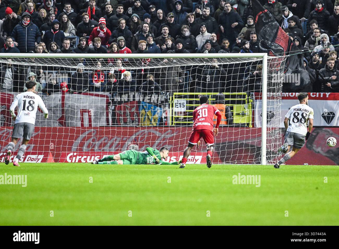 Dender's goalkeeper Guillaume Dietsch pictured in action during a ...