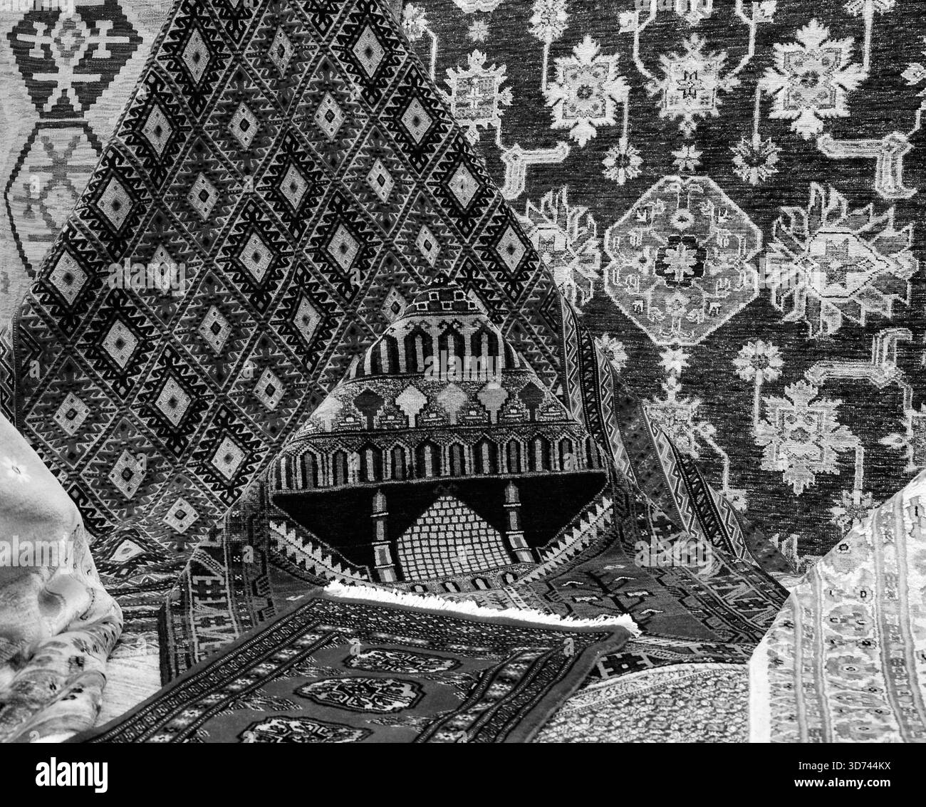 Vintage pattern on persian carpet Black and White Stock Photos & Images ...