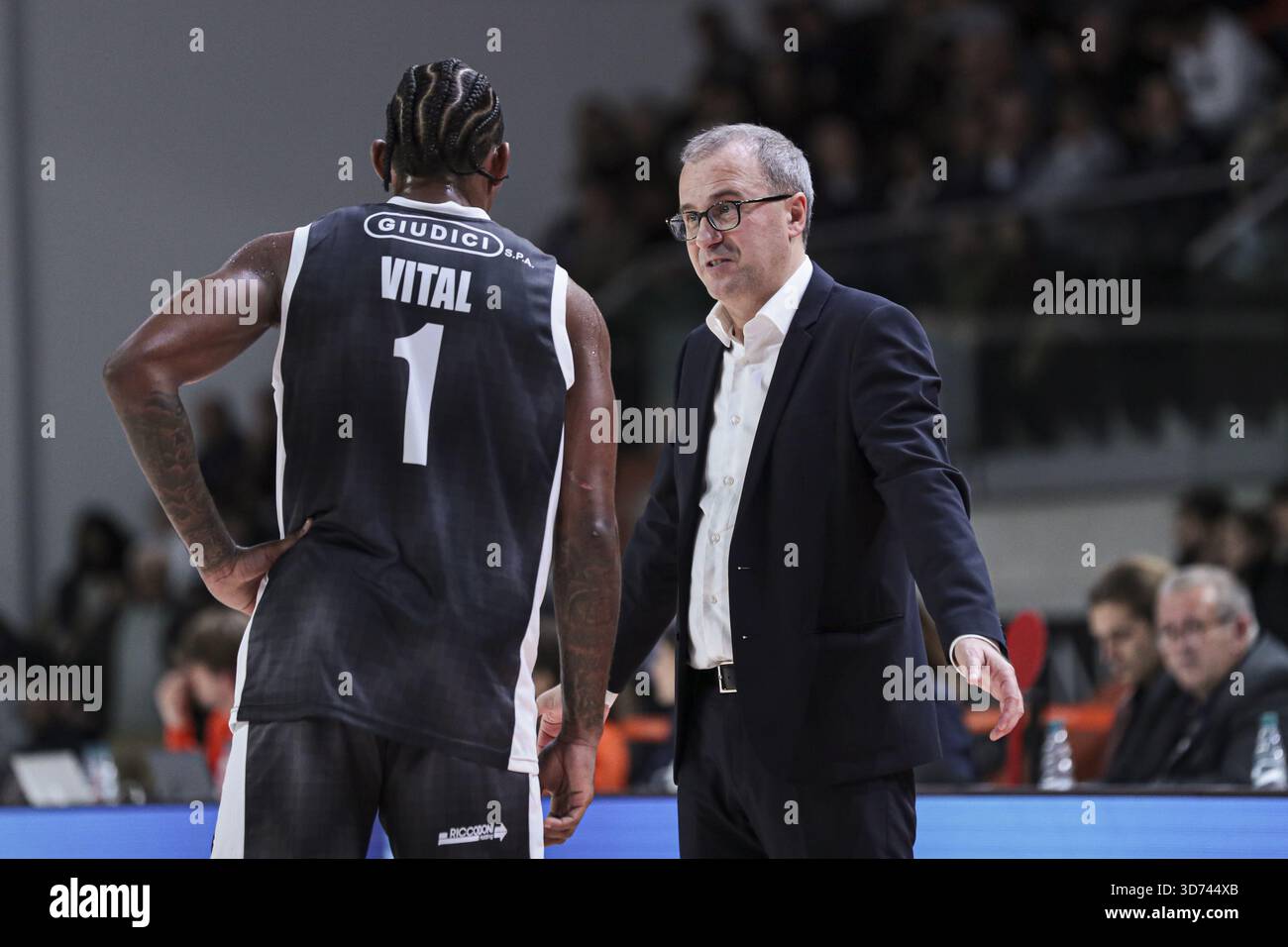 Mario Fioretti (head coach Bertram Derthona Basket Tortona) and #1 ...