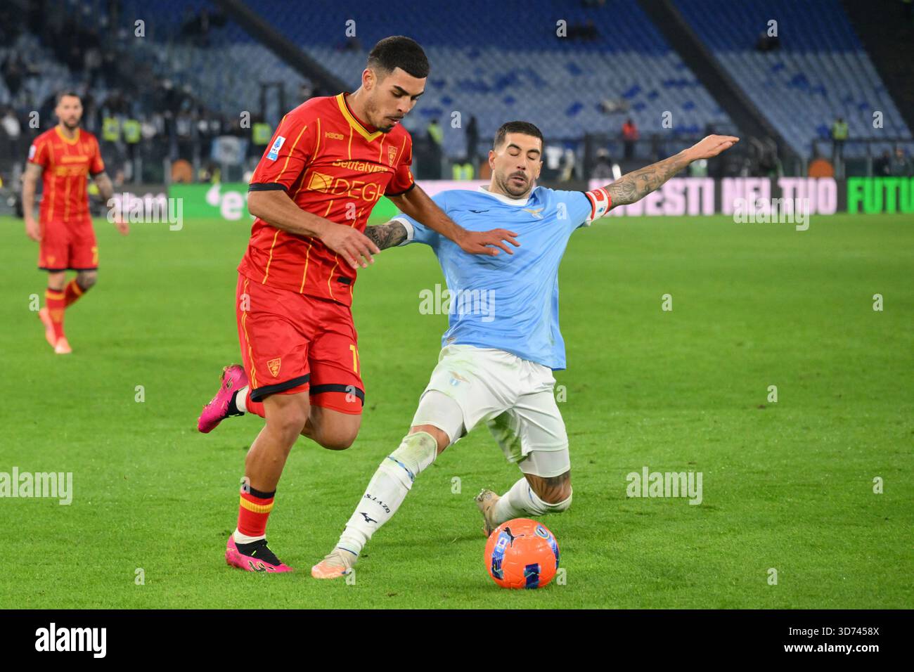 Olimpico Stadium, Rome, Italy - Danilo Veiga of US Lecce under pressure ...