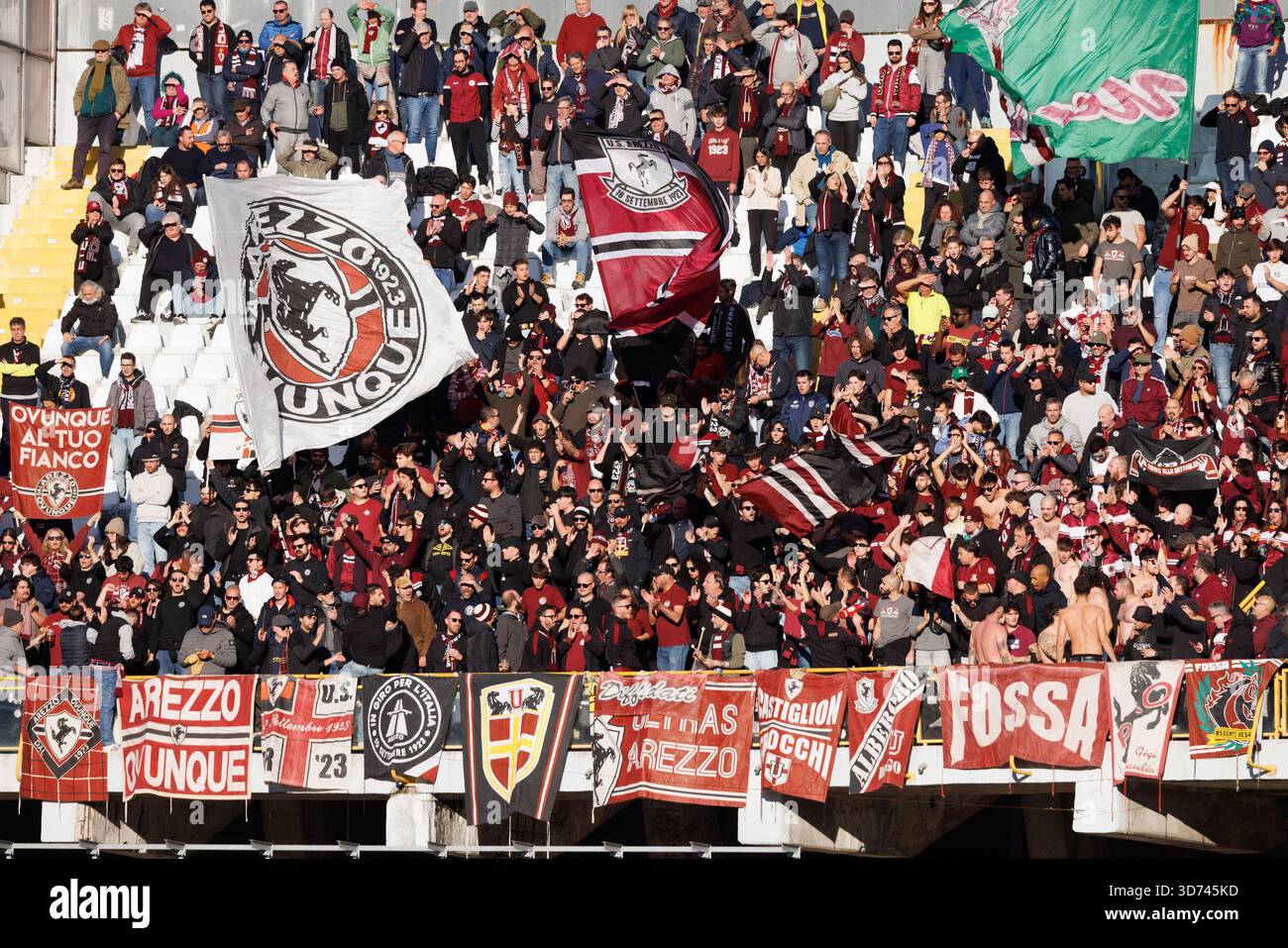 SS Arezzo fans are seen during the Serie C match between Ascoli Calcio ...