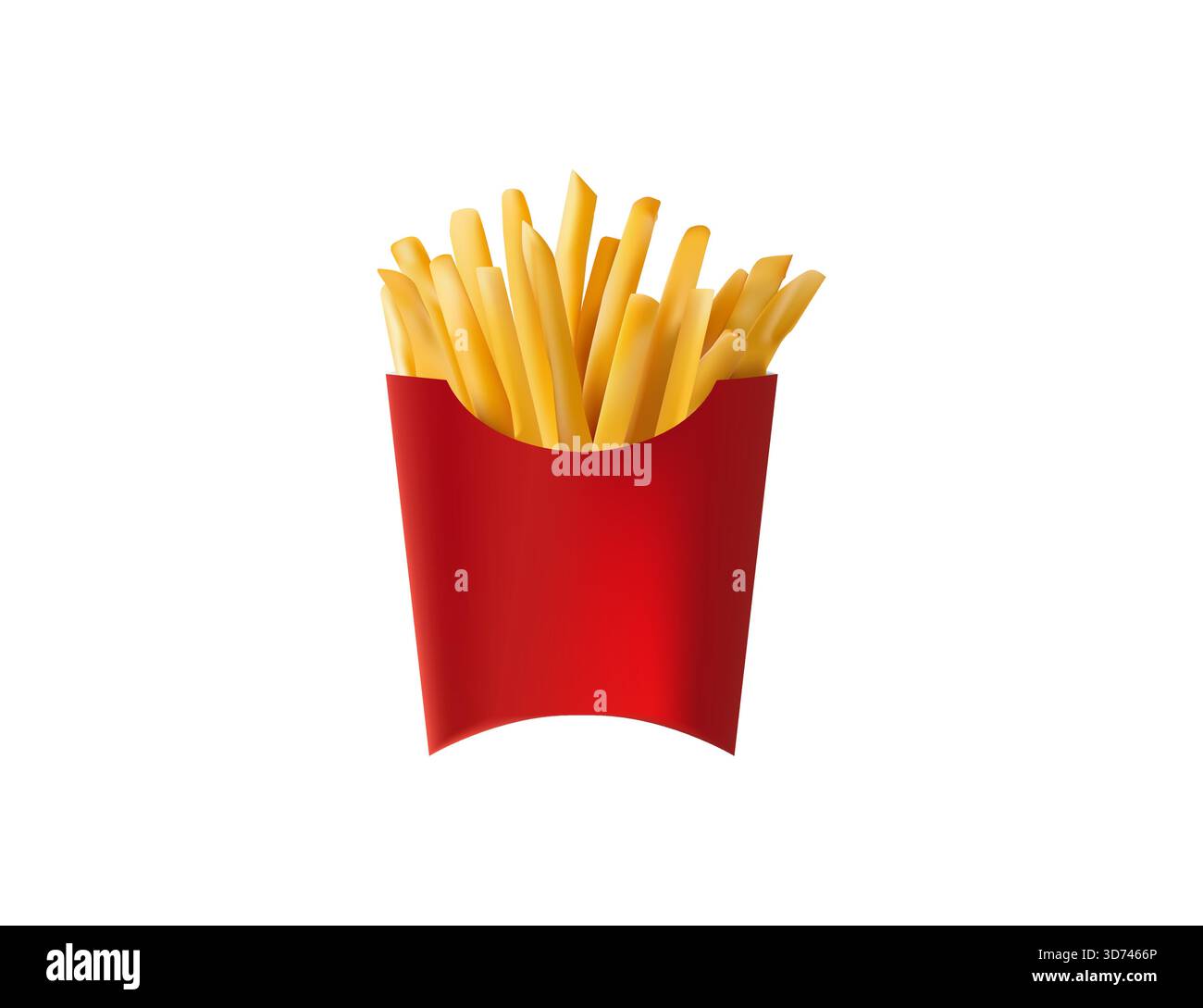 Golden French Fries In A Classic Red Fast Food Container On White ...