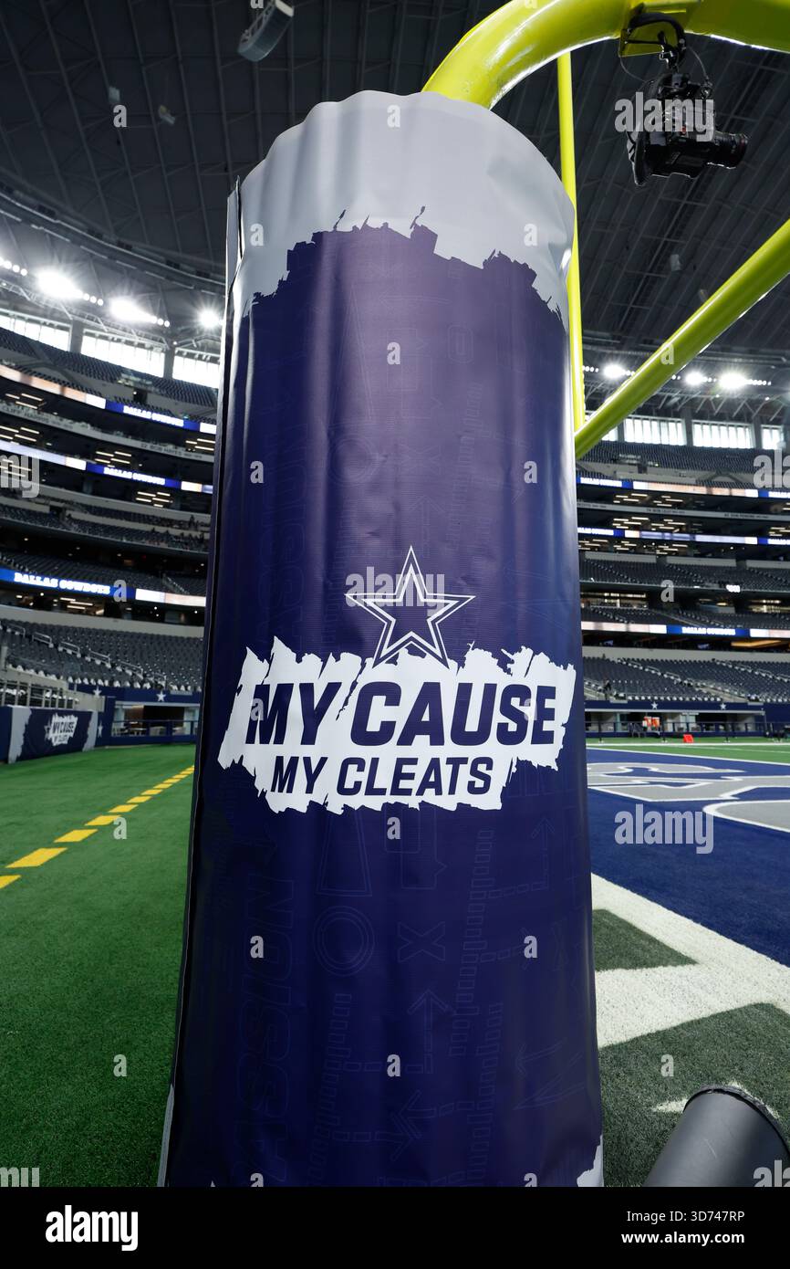 The goal post wrap at AT&T Stadium with the NFL's "My Cause My Cleats ...
