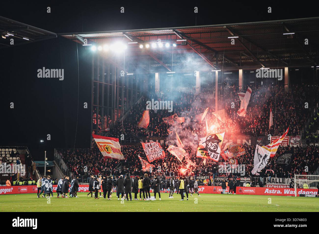 Union Berlin celebrates with its fans [supporters], who ignited ...