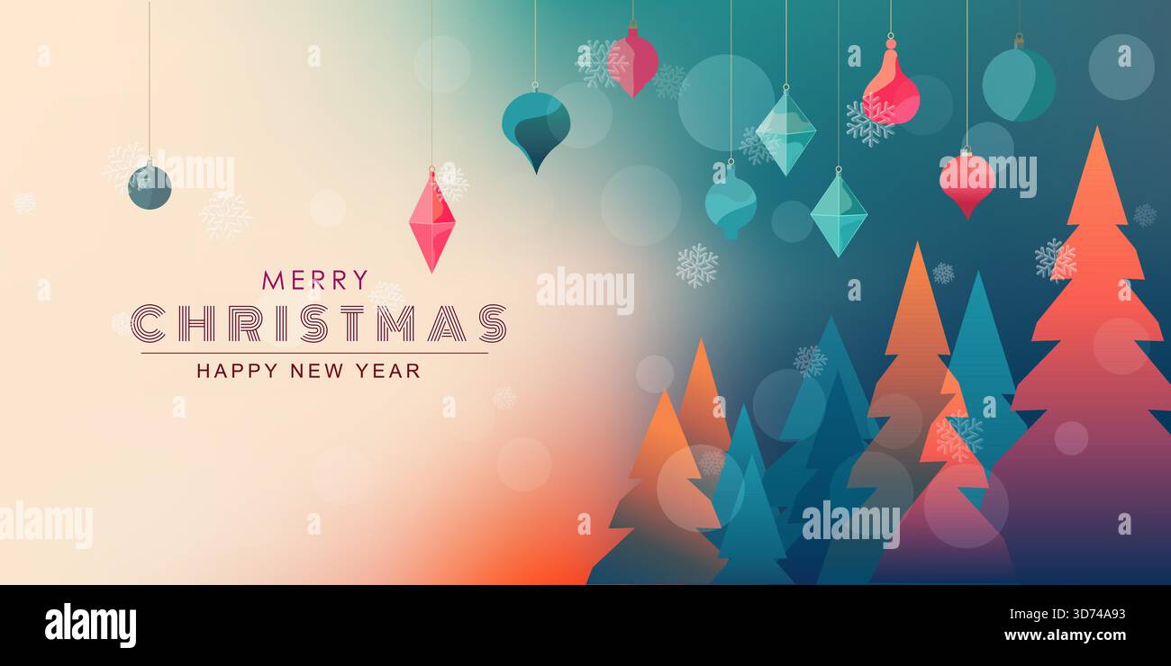 Christmas tree colorful retro Stock Vector Images - Alamy