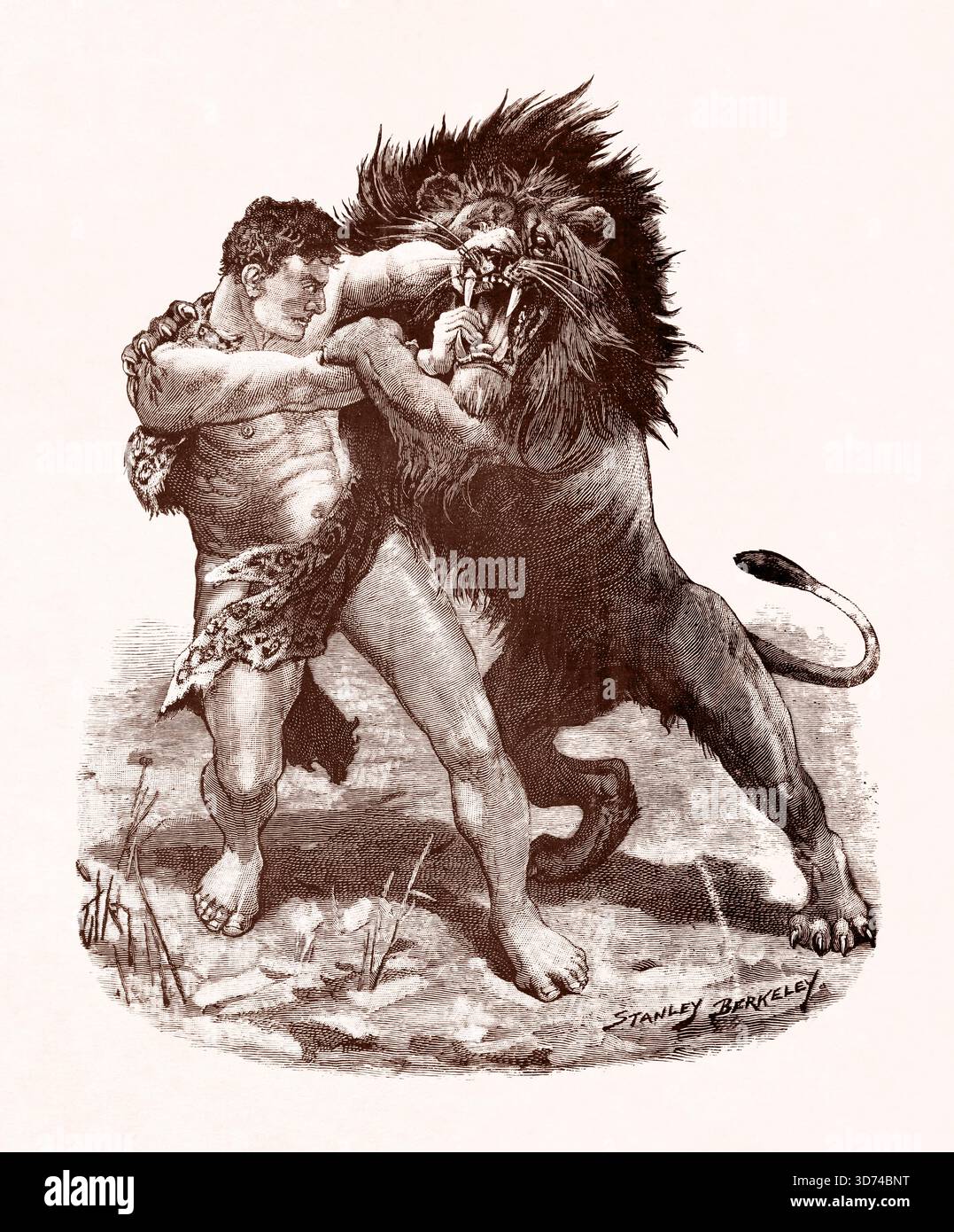 Illustration by Stanley Berkeley depicting the mythological hero ...