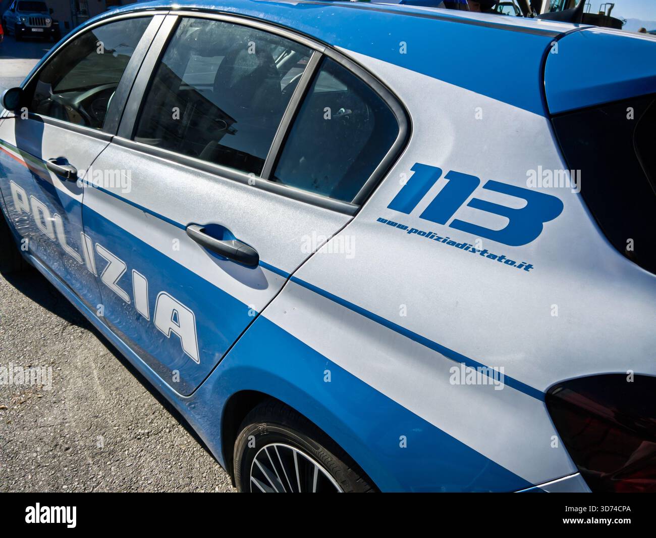Italy - November 4, 2025: Side of an Italian State Police car with the ...