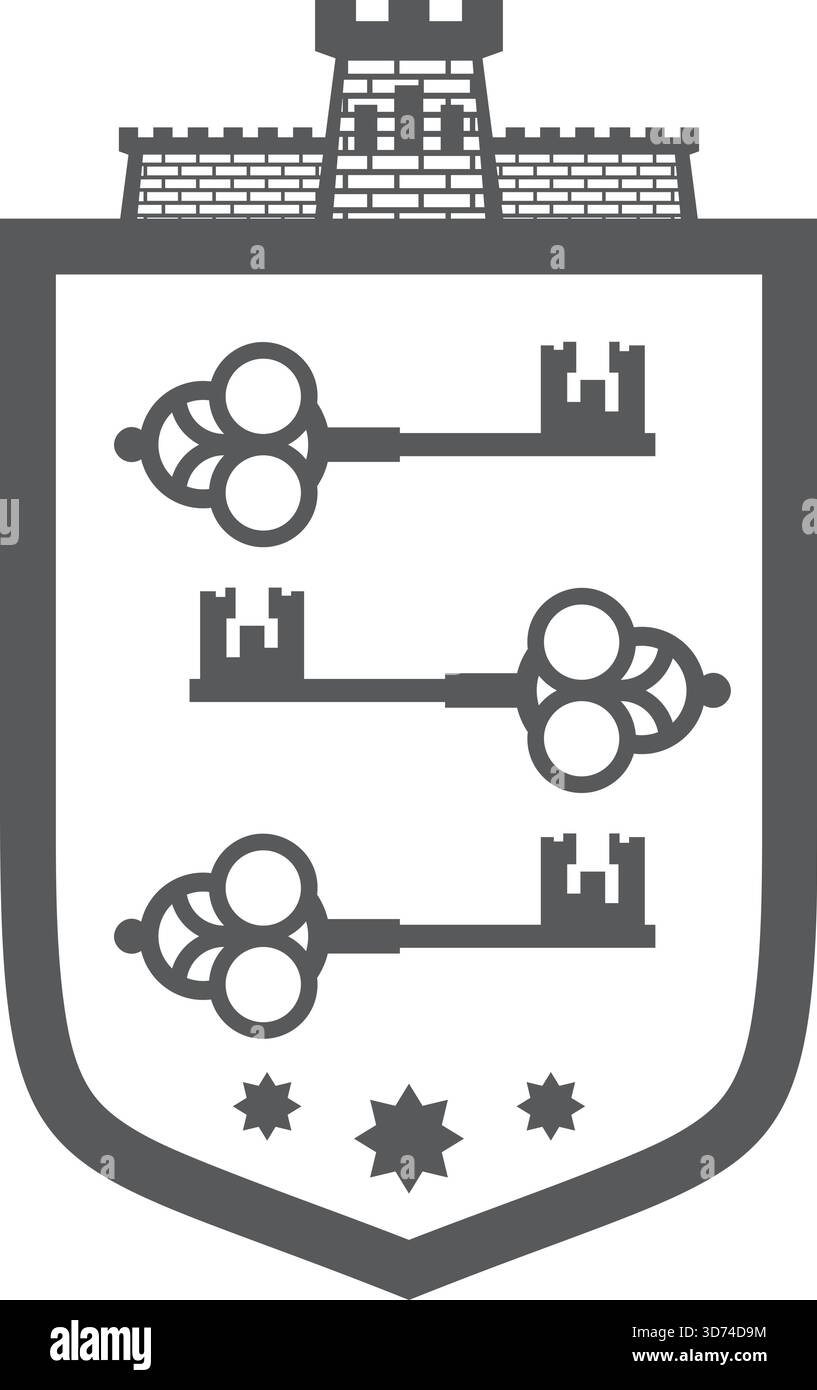 A black and white image of a key with three keys on it Stock Vector ...