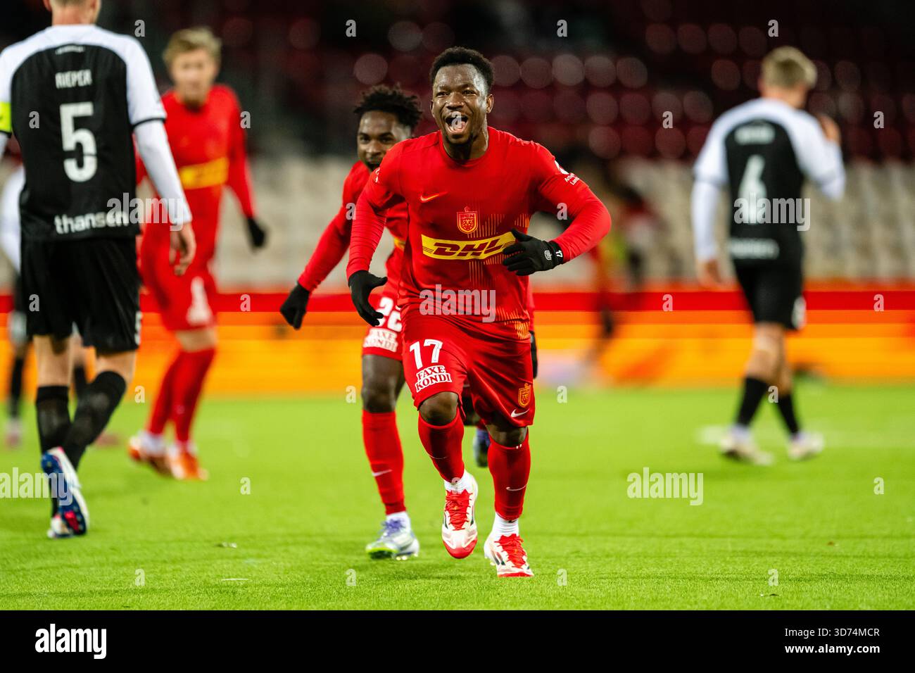 Farum, Denmark. 23rd, November 2025. Levy Nene (17) of FC Nordsjaelland ...