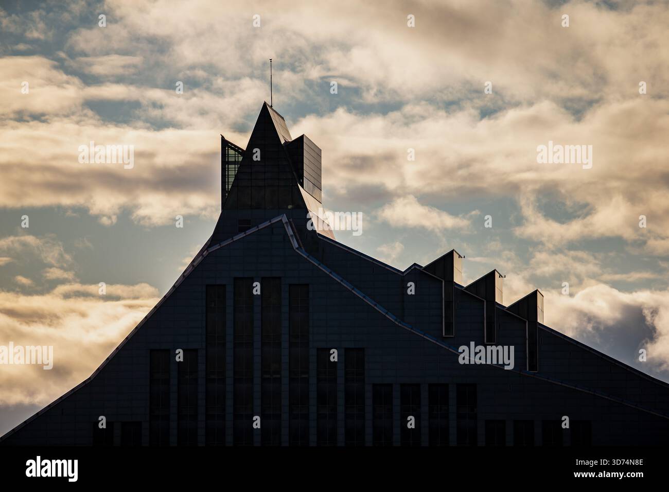 Architectural profile of the National Library of Latvia featuring ...