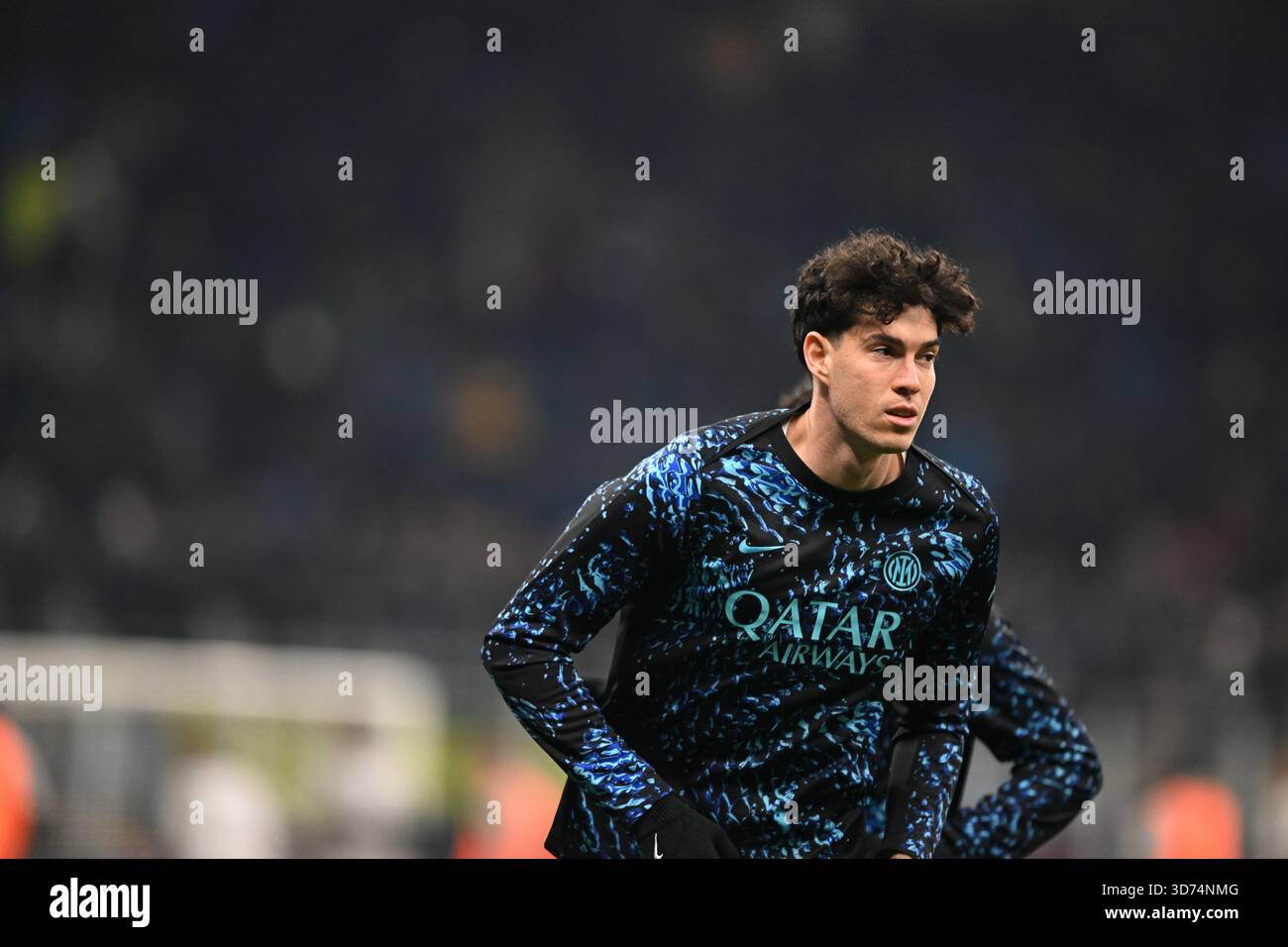 Alessandro Bastoni of FC Inter warms up prior to the Italian Serie A football match between ...