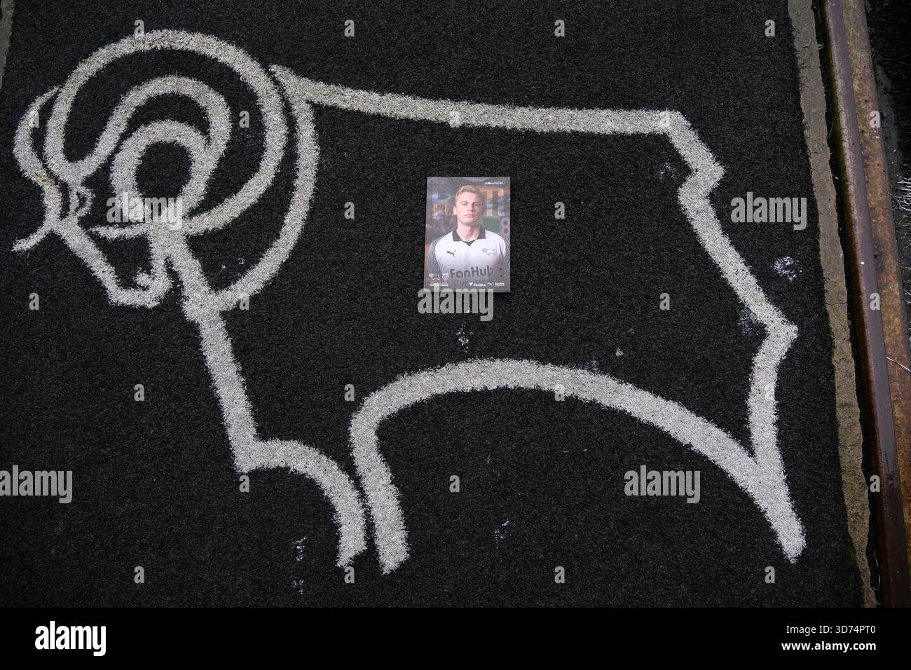 Matchday programme on the Derby County badge seen displayed during the ...