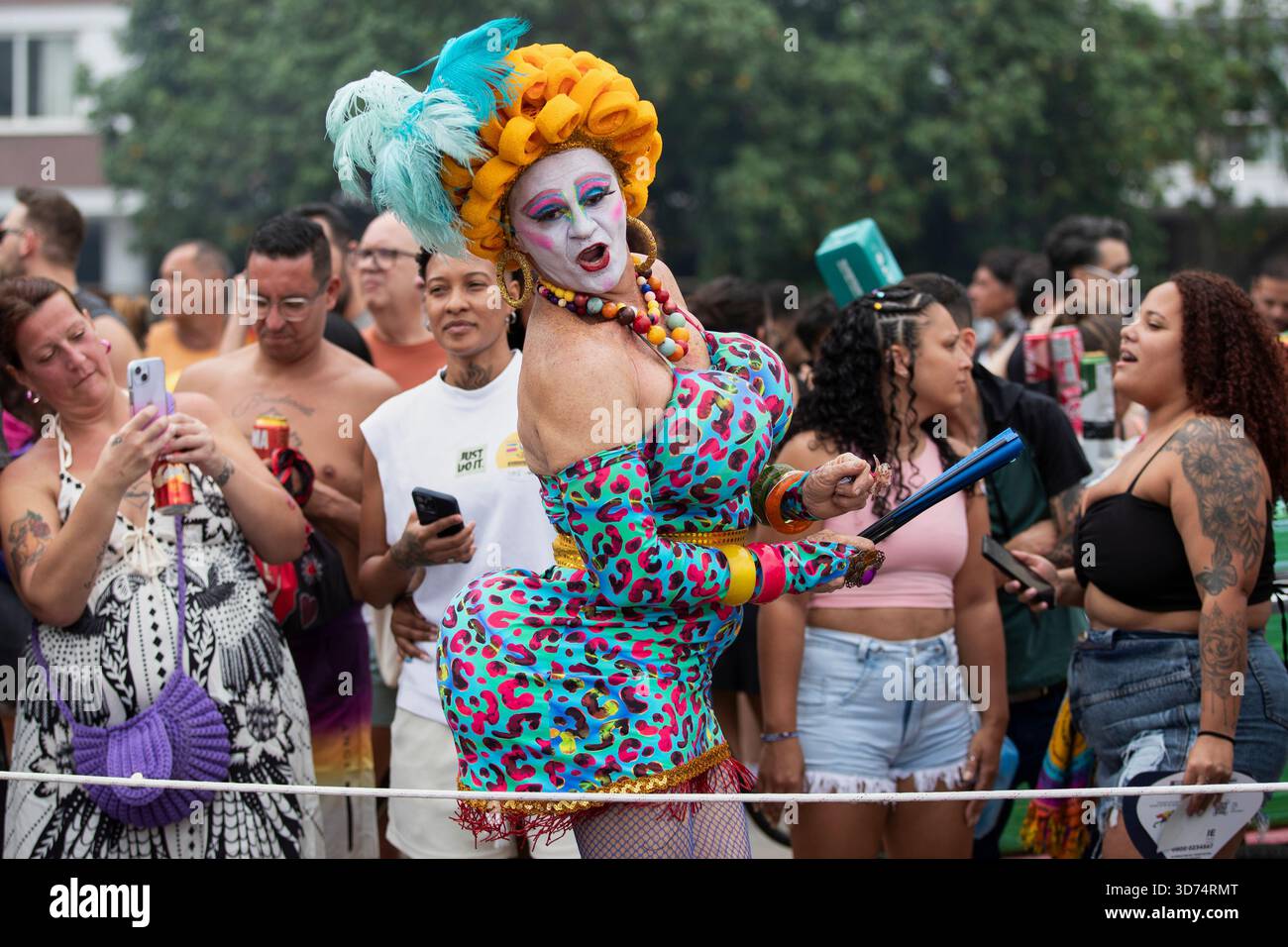 A performer dances during the annual Rio Pride parade along Copacabana ...