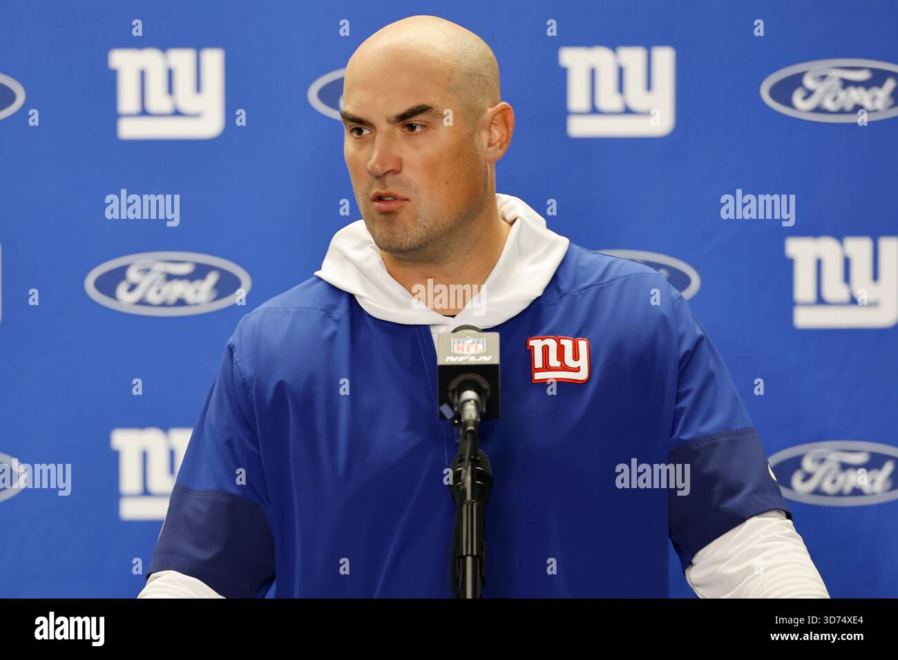 New York Giants head coach Mike Kafka speaks to the media after an NFL ...